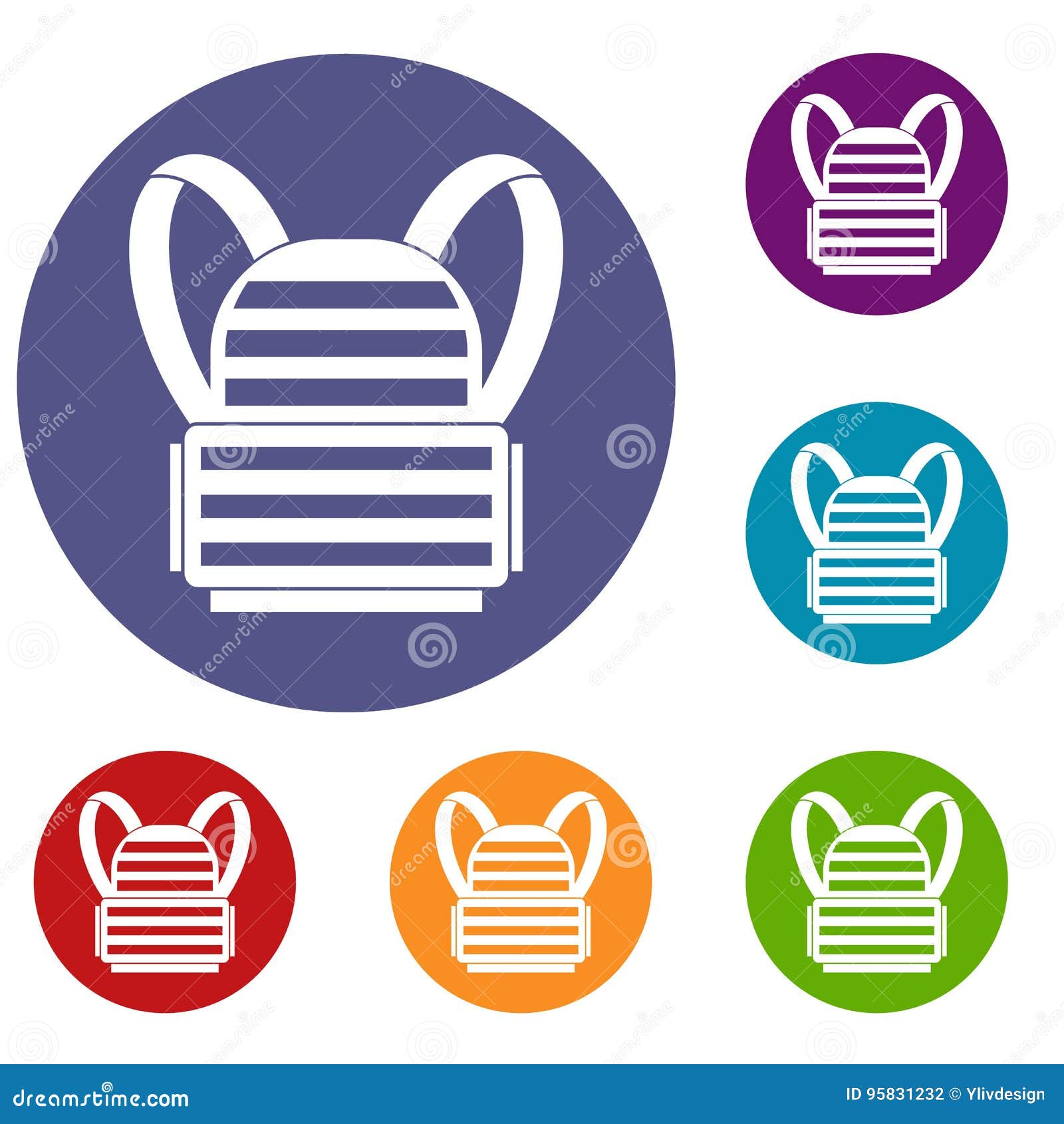 Military Backpack Icons Set Stock Vector - Illustration of sack, pack ...