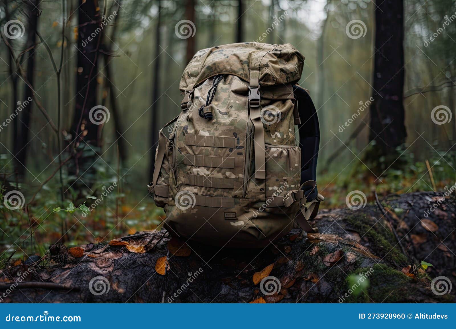 Military Backpack with Waterproof Cover, Ready for the Rainy Day Stock ...