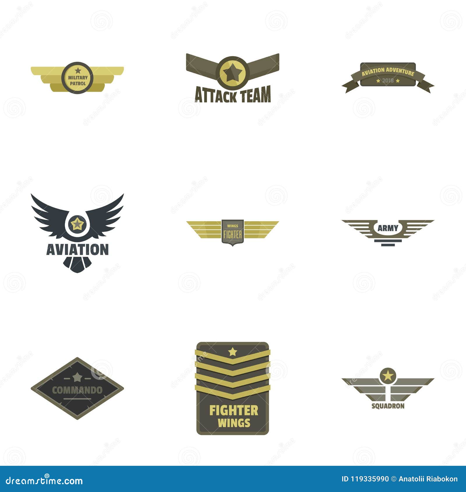 Military Badge Insignia Blue Symbol. Soldier Sergeant, Major, Officer ...