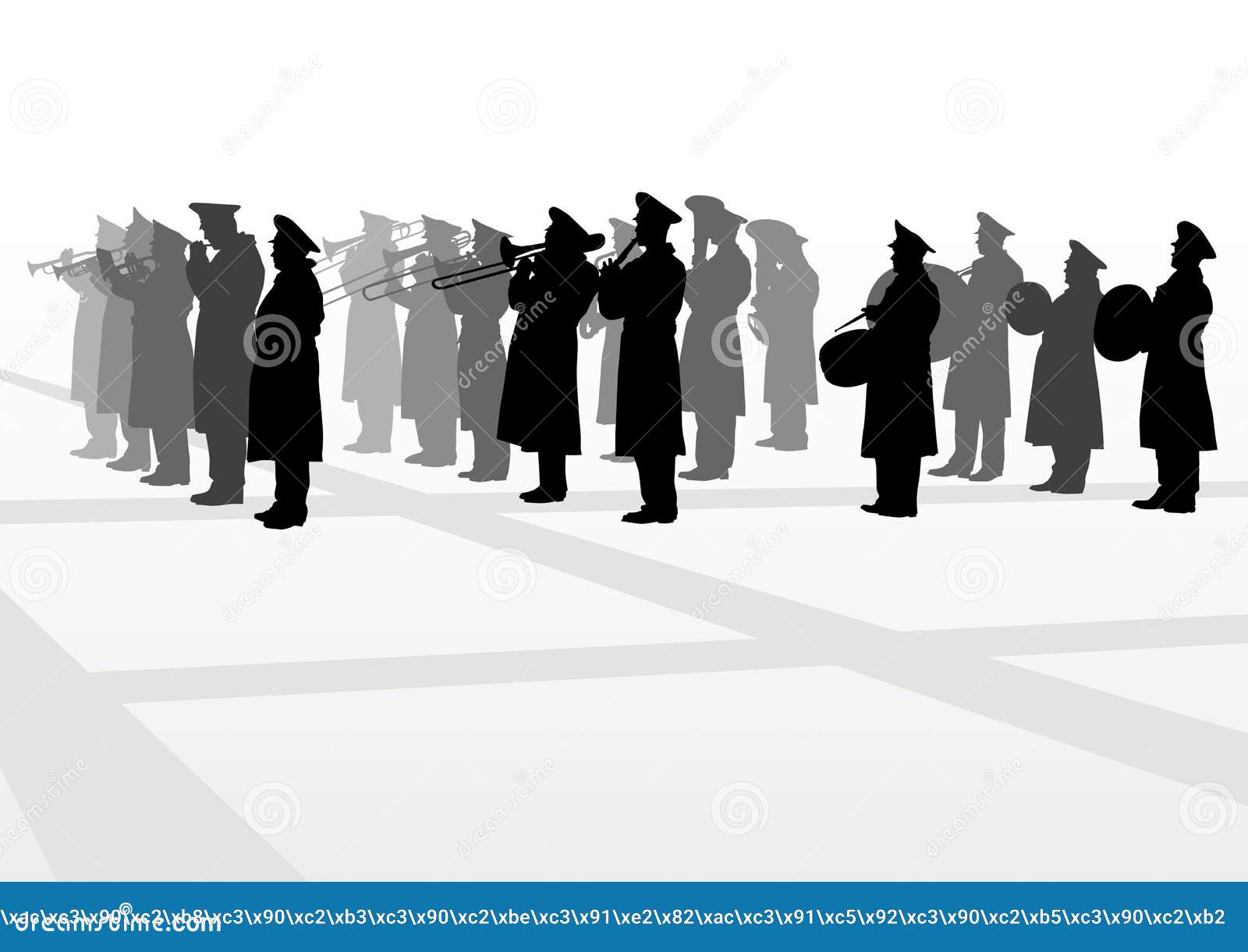 Military Band Pattern Seamless. Soldiers With Musical Instruments ...