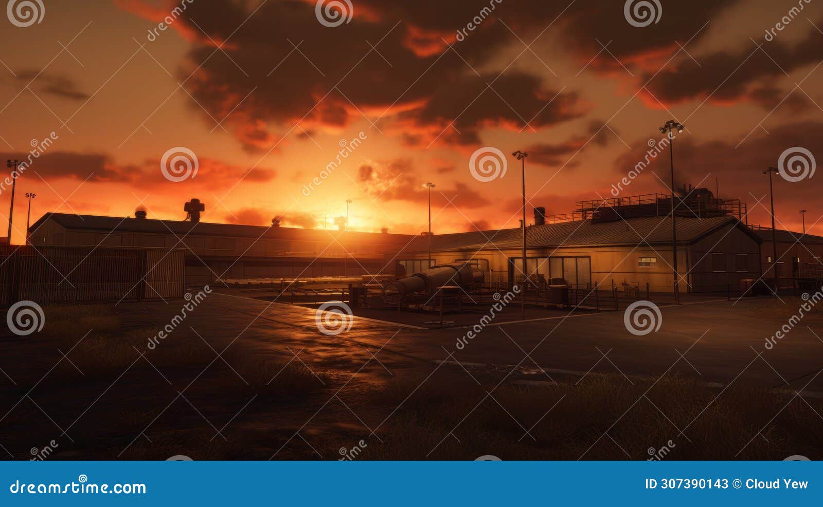 A military base at sunset stock illustration. Illustration of dusk ...