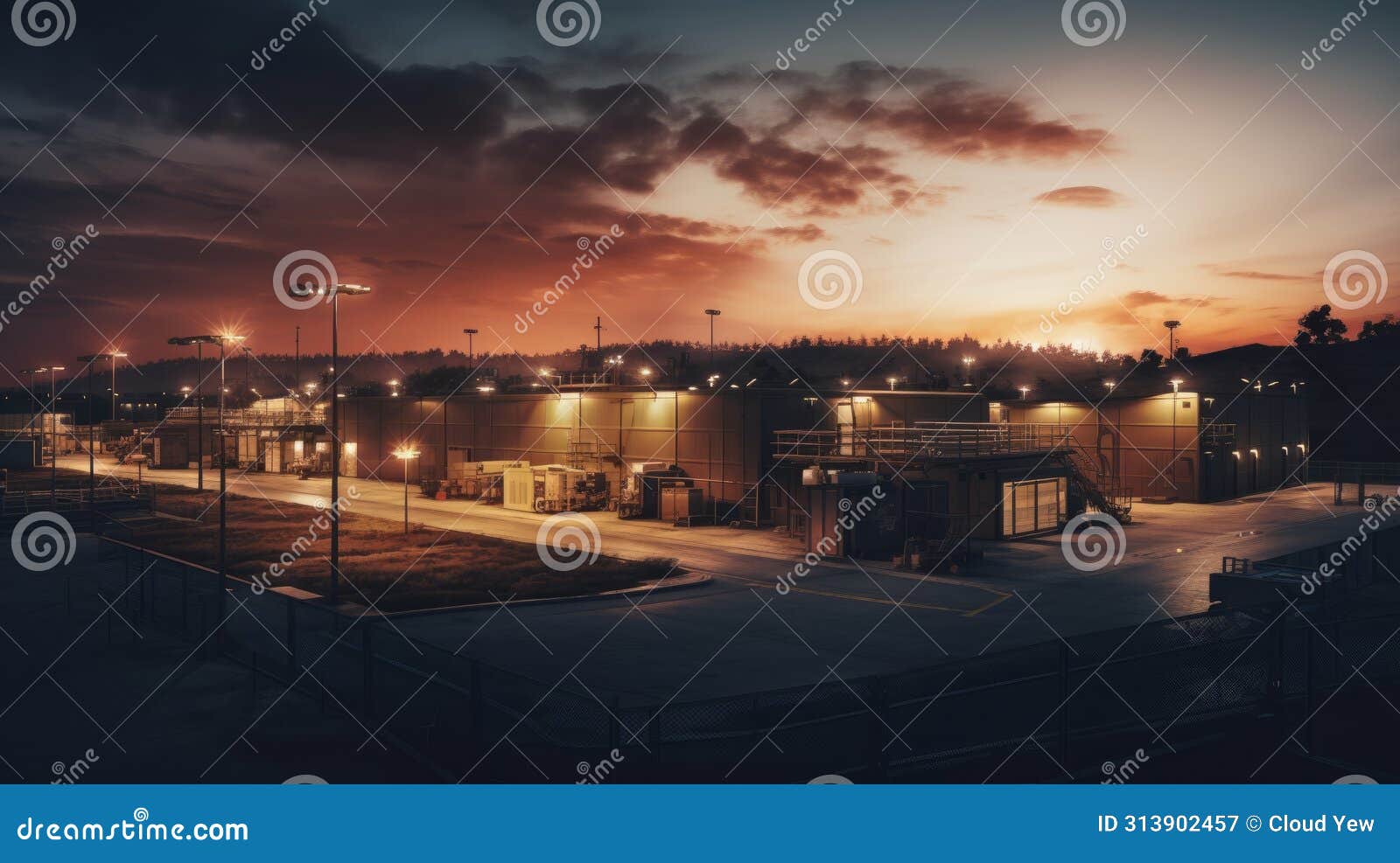 A military base at sunset stock illustration. Illustration of travel ...