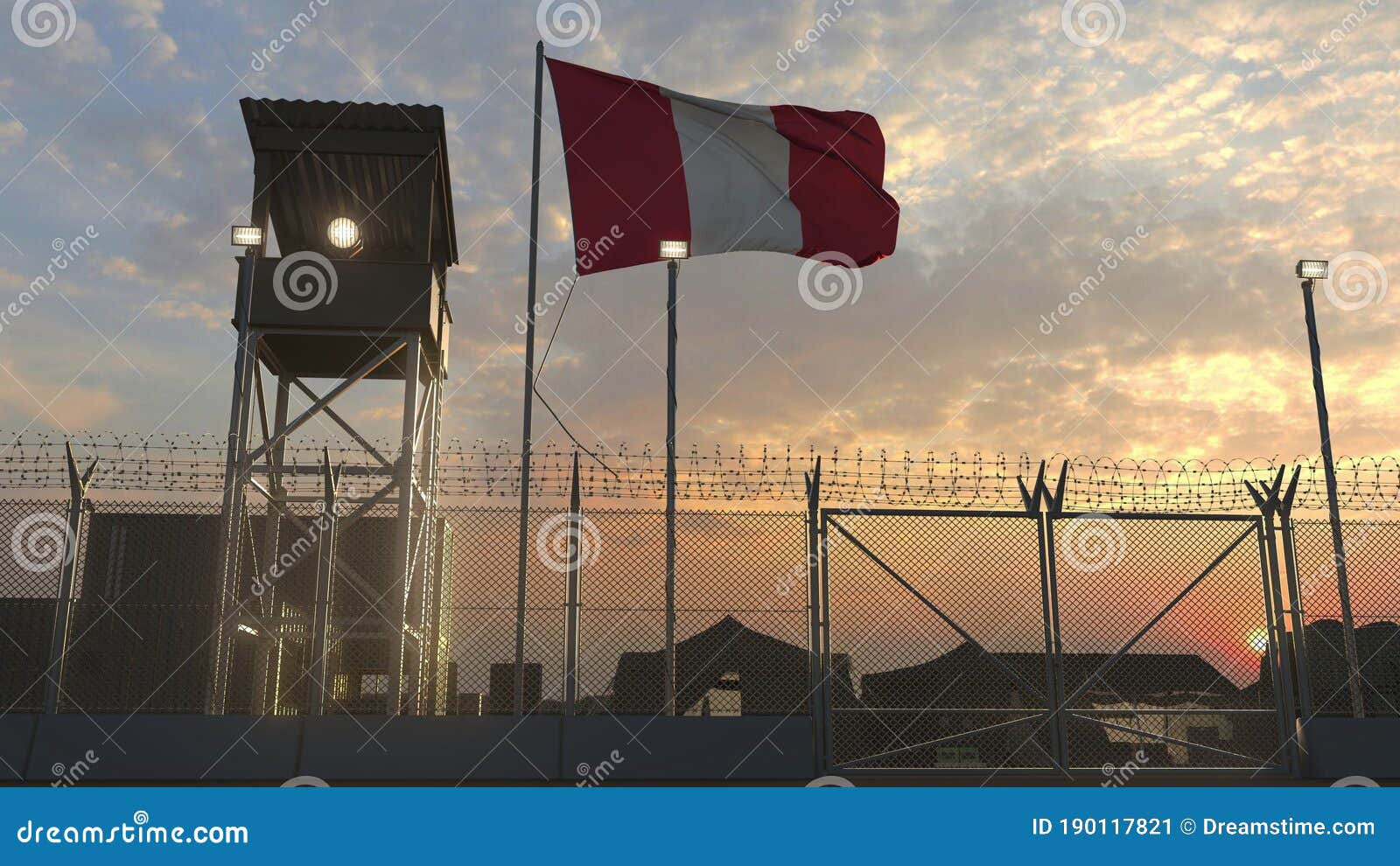 Military Base with Waving Flag of Peru 3d Stock Illustration ...