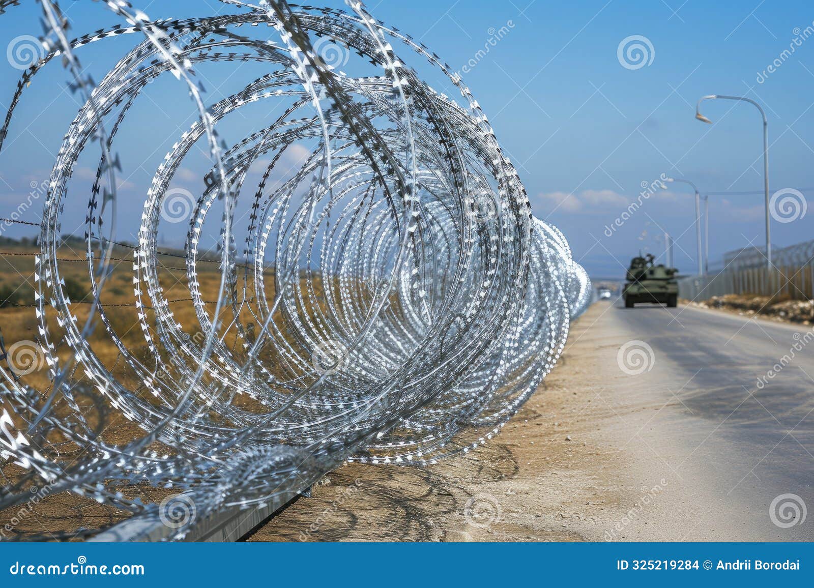 Military Border Patrol and Barriers. Stock Illustration - Illustration ...