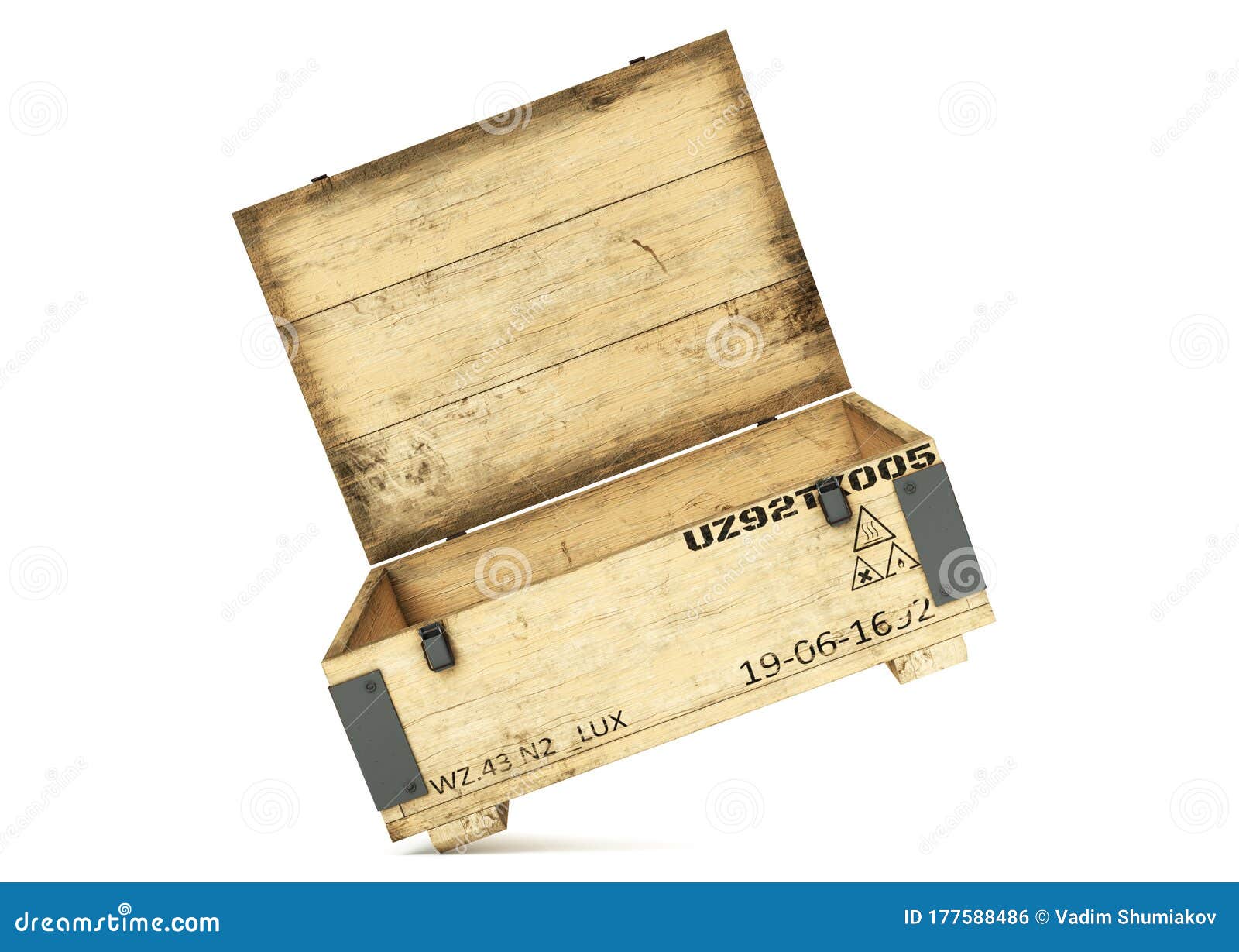 Military Box with Explosive Isolated on White. 3D Illustration Stock ...
