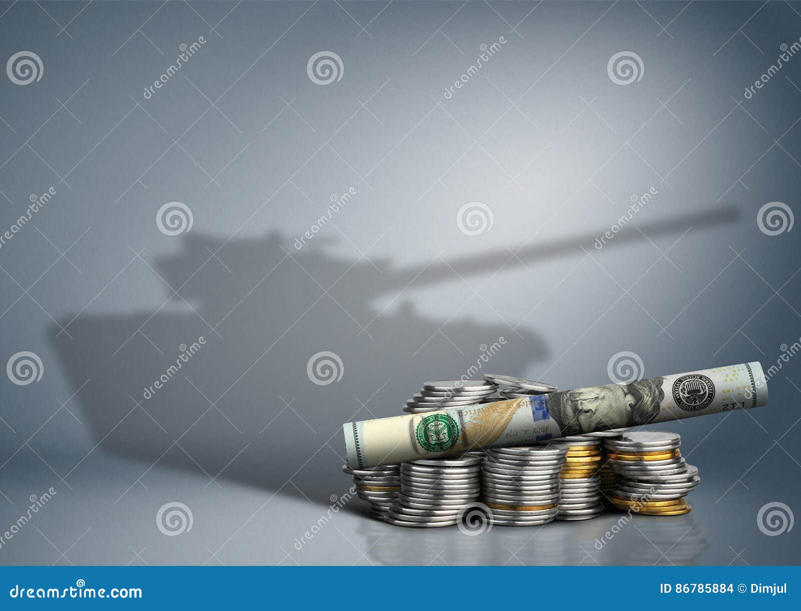 Military Budget Concept, Money with Weapon Shadow Stock Photo - Image ...