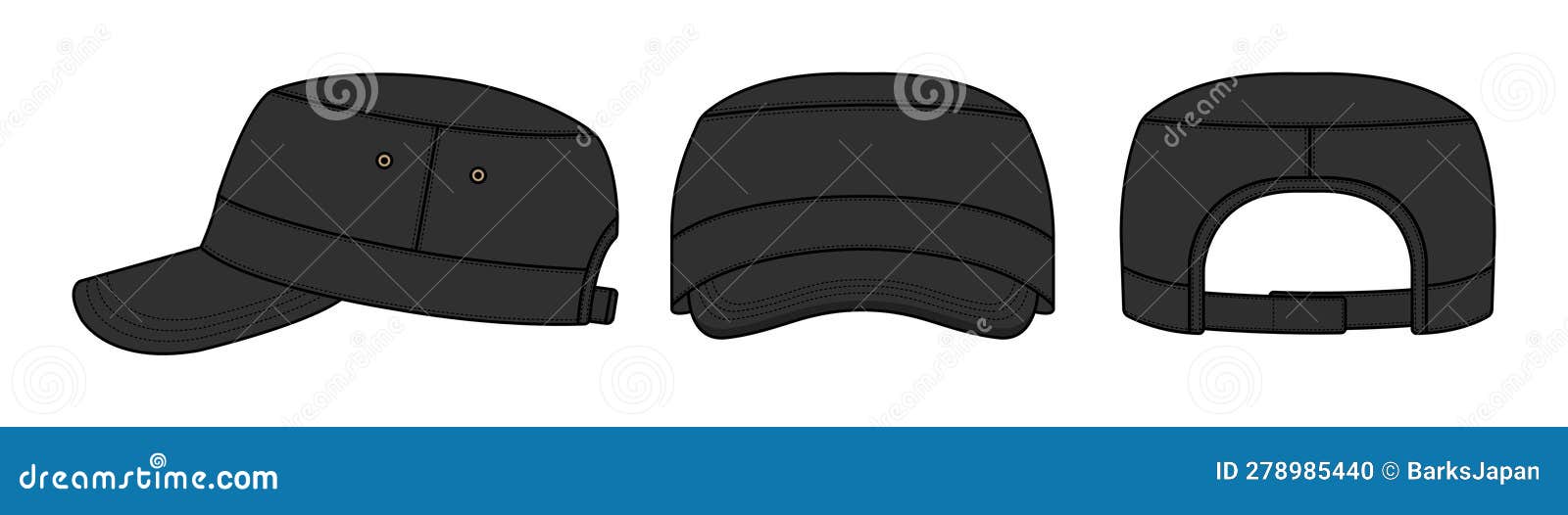 Military Cadet Cap ( Work Cap ) Vector Template Illustration Stock ...