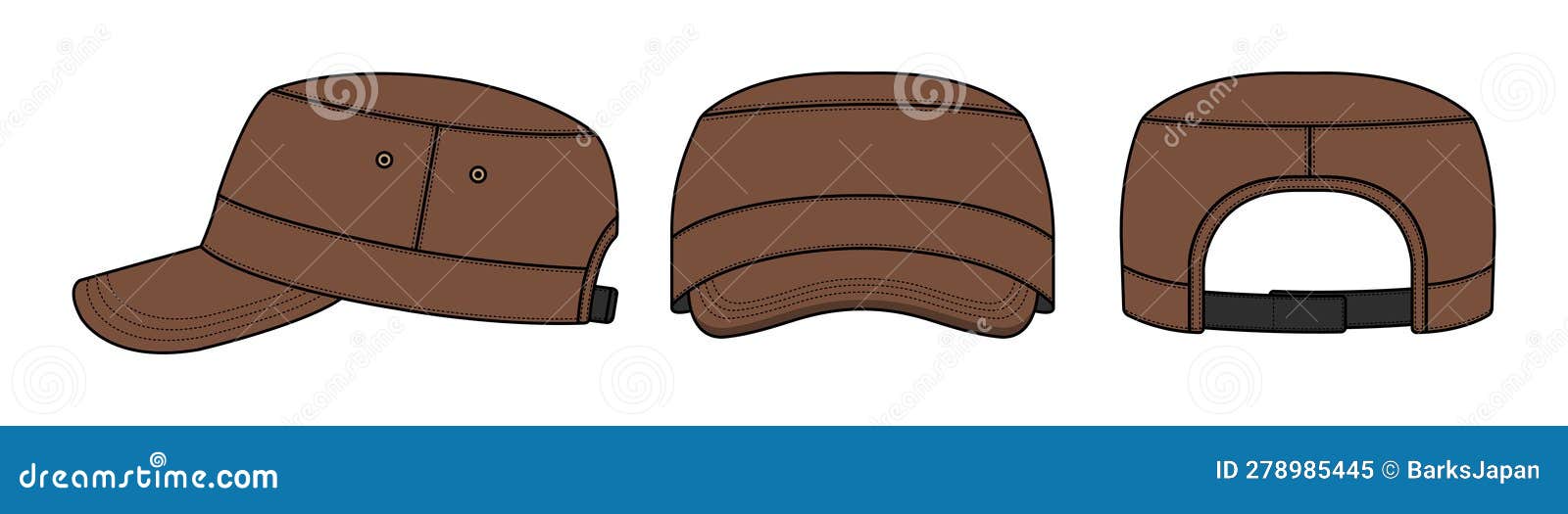 Military Cadet Cap ( Work Cap ) Vector Template Illustration Stock ...