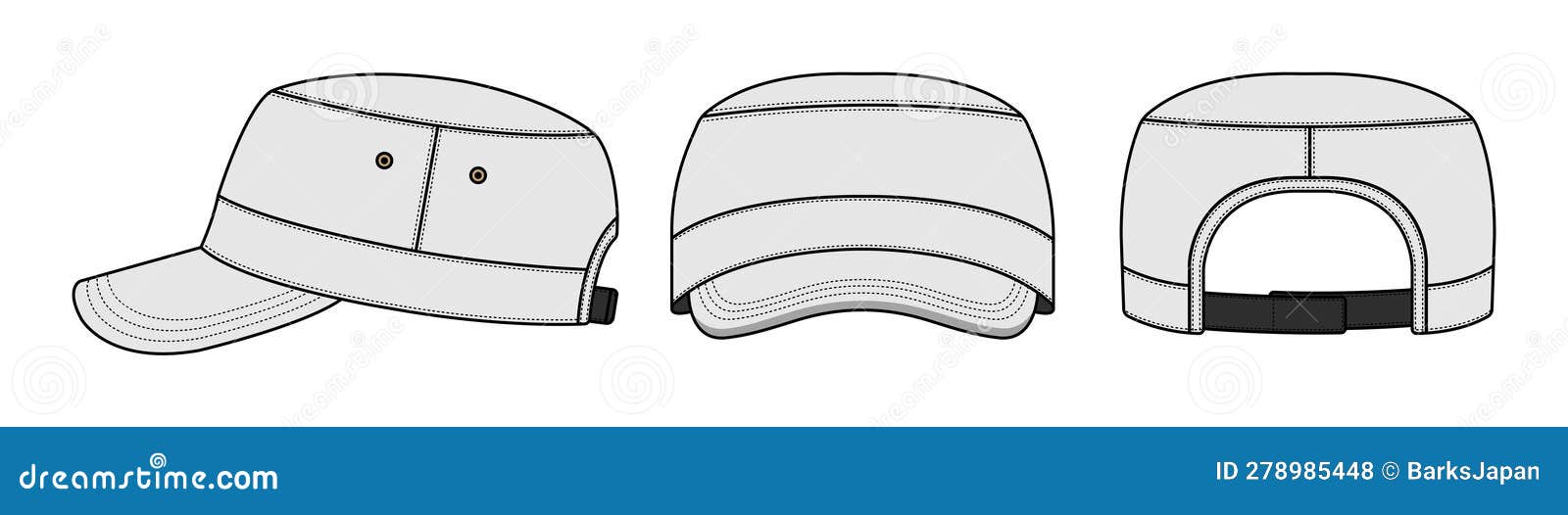 Military Cadet Cap ( Work Cap ) Vector Template Illustration Stock ...