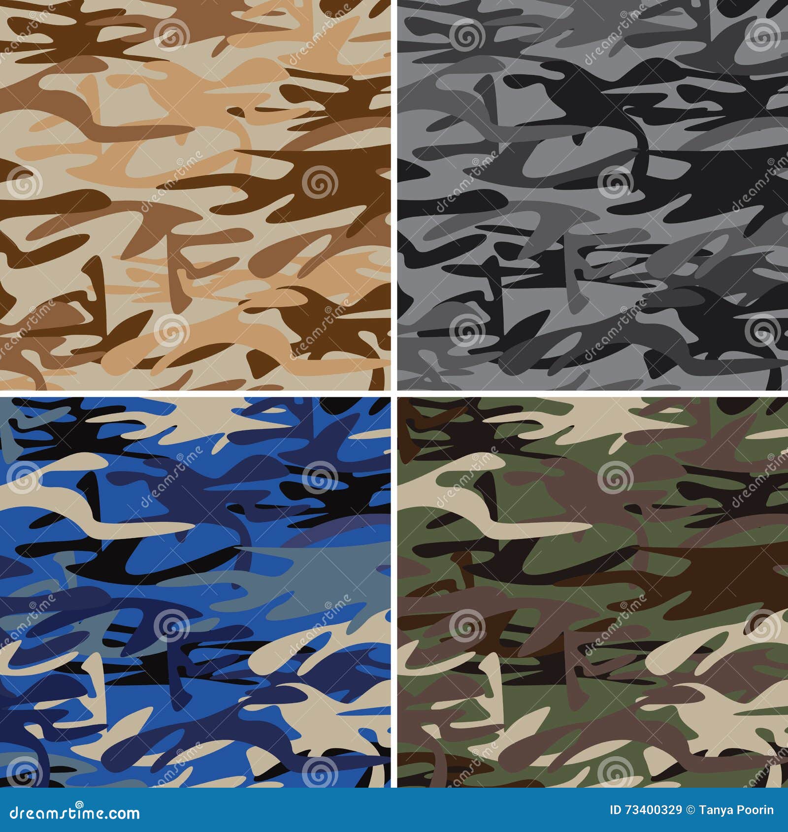 Military Camouflage Pattern Set of Desert, Urban, Navy, Jungle. Stock ...