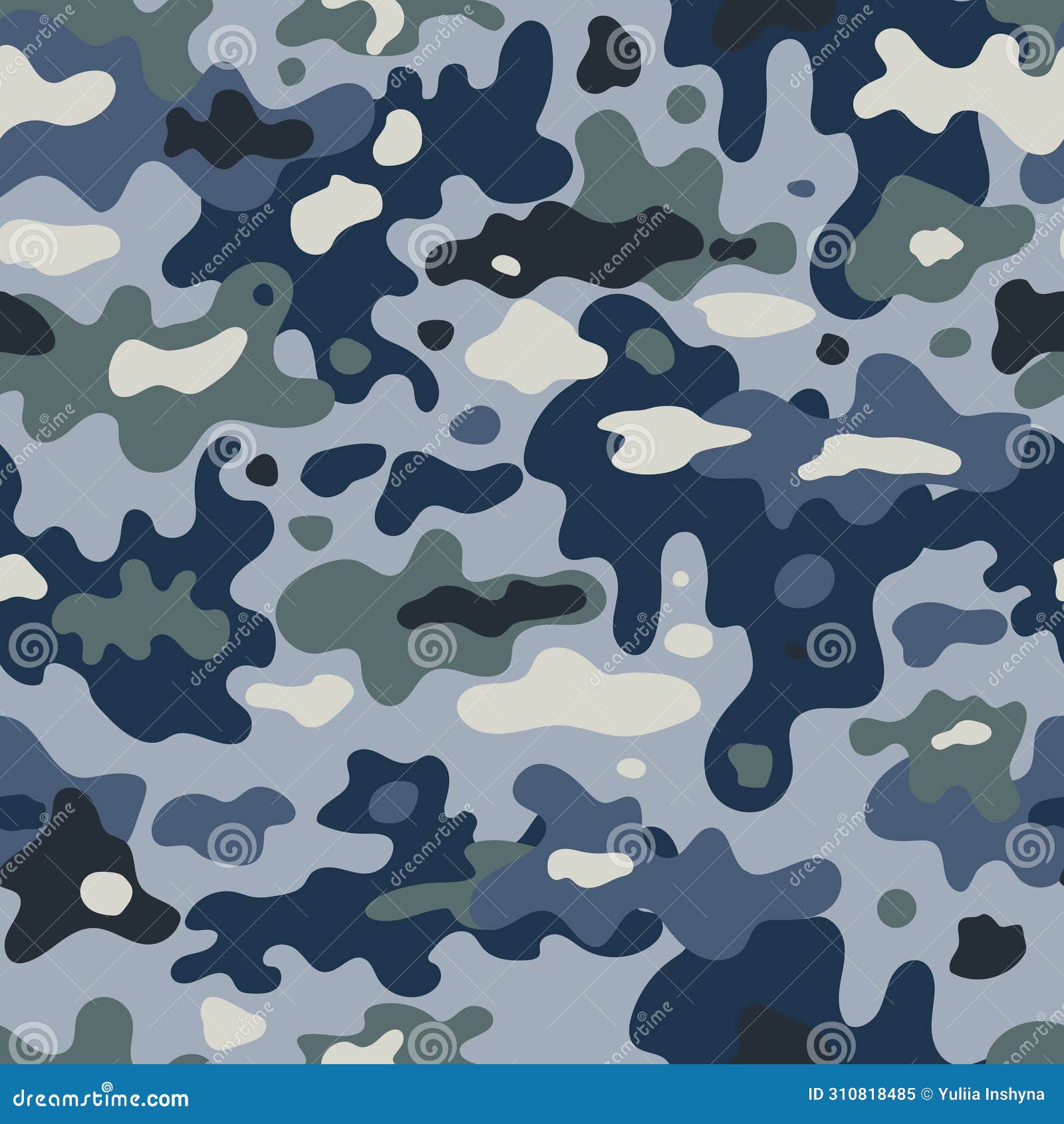 Military Camouflage Seamless Pattern, Blue Color Stock Illustration ...