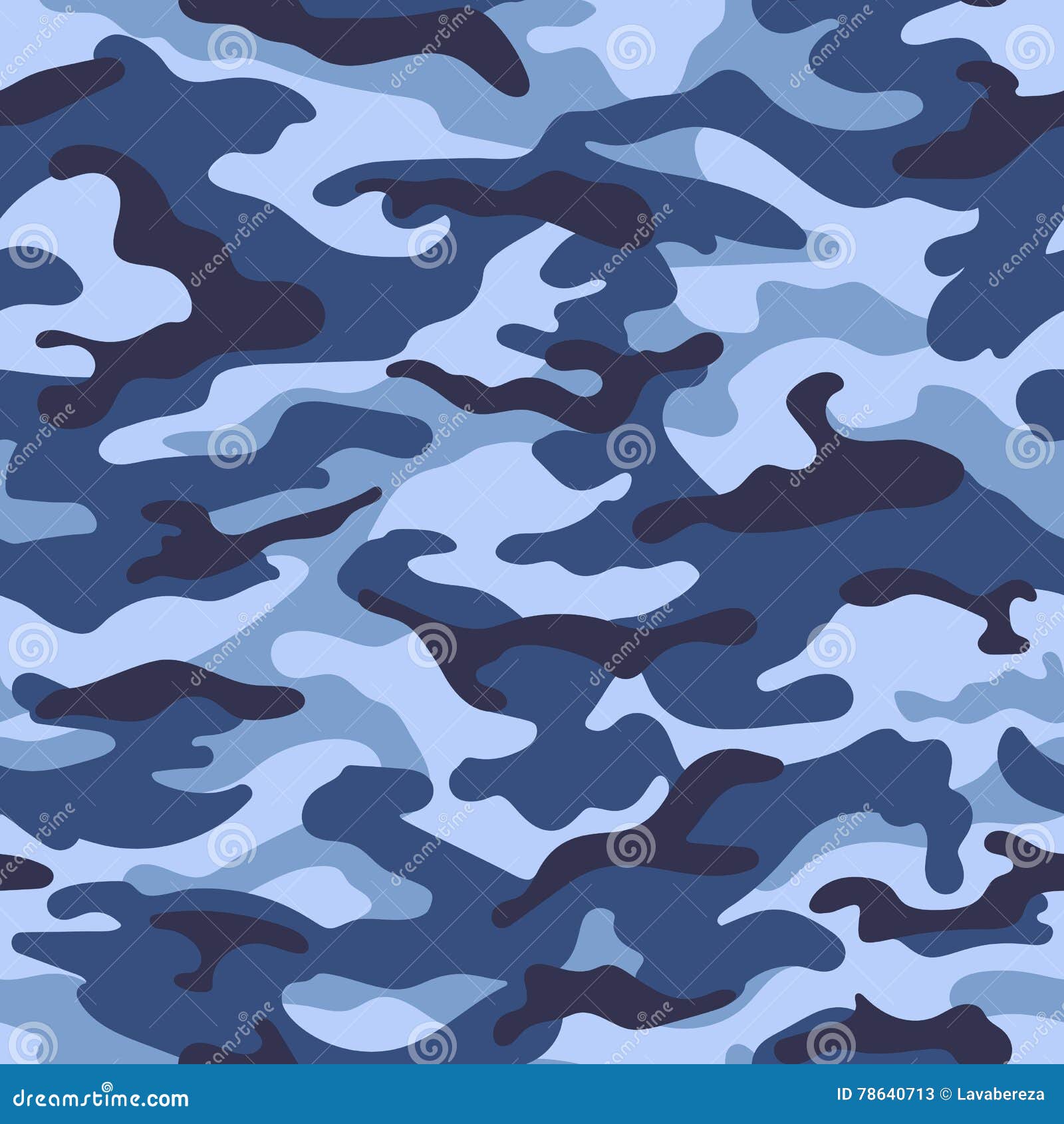Military Camouflage Seamless Pattern, Blue Color. Vector Illustration ...