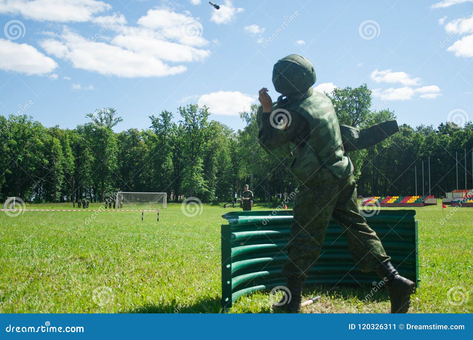 Military Camp. Training To Throw a Grenade Stock Image - Image of camp ...