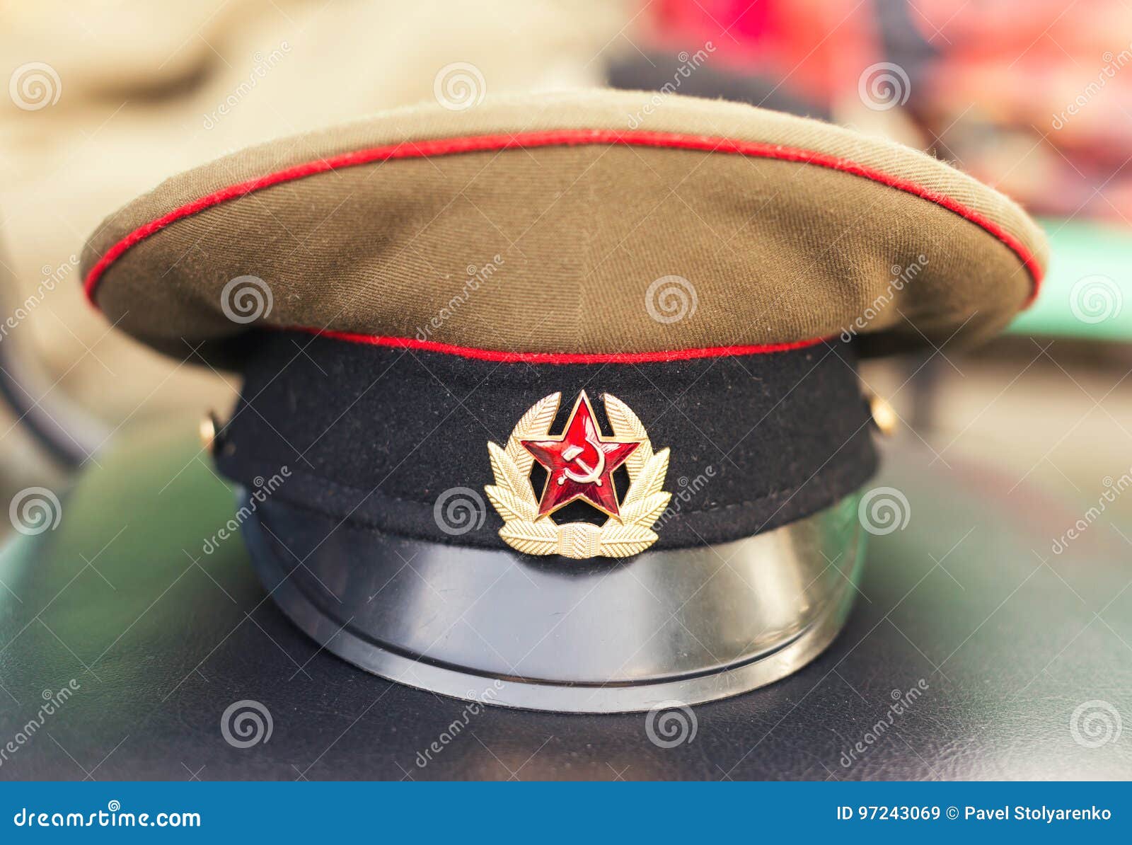 Military cap USSR soldier stock image. Image of clothing - 97243069