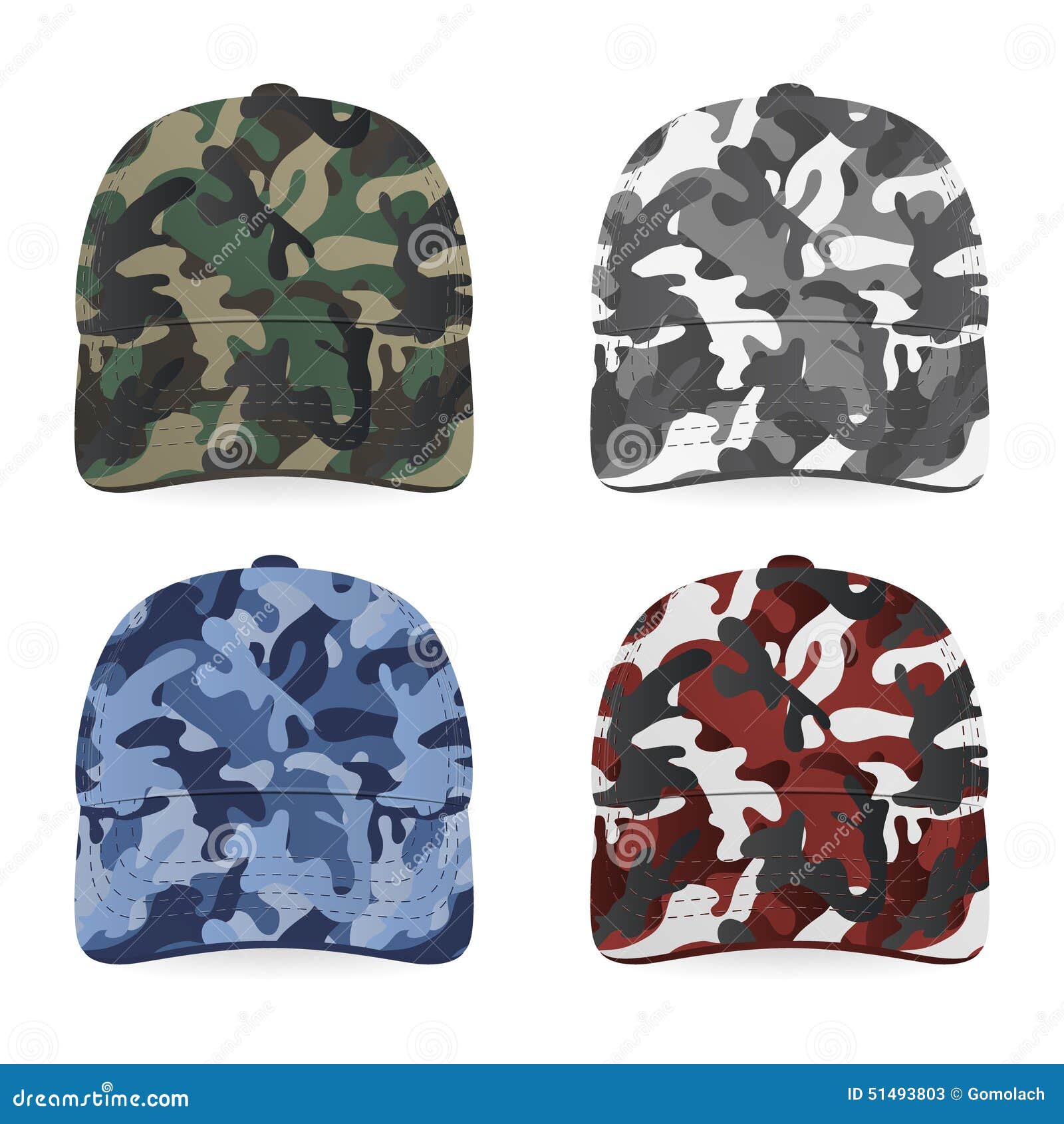Military caps stock vector. Illustration of gray, front - 51493803