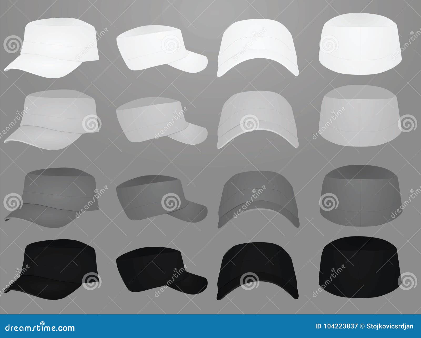 Military Caps, Helmet, Beret, Garrison Cap. Vector Illustration For ...