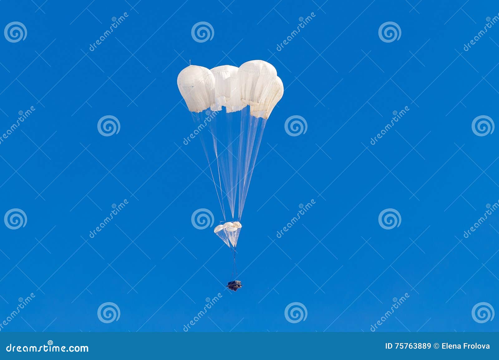 Military Cargo Parachute Flying in the Sky. Stock Image - Image of ...