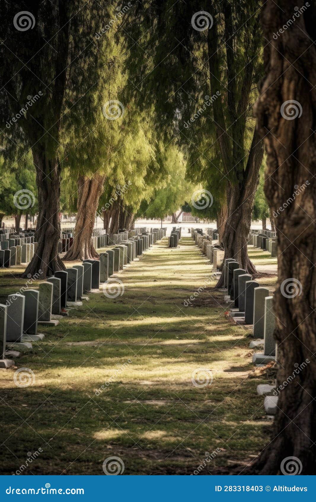 Military Cemetery with Rows of Headstones Stock Illustration ...