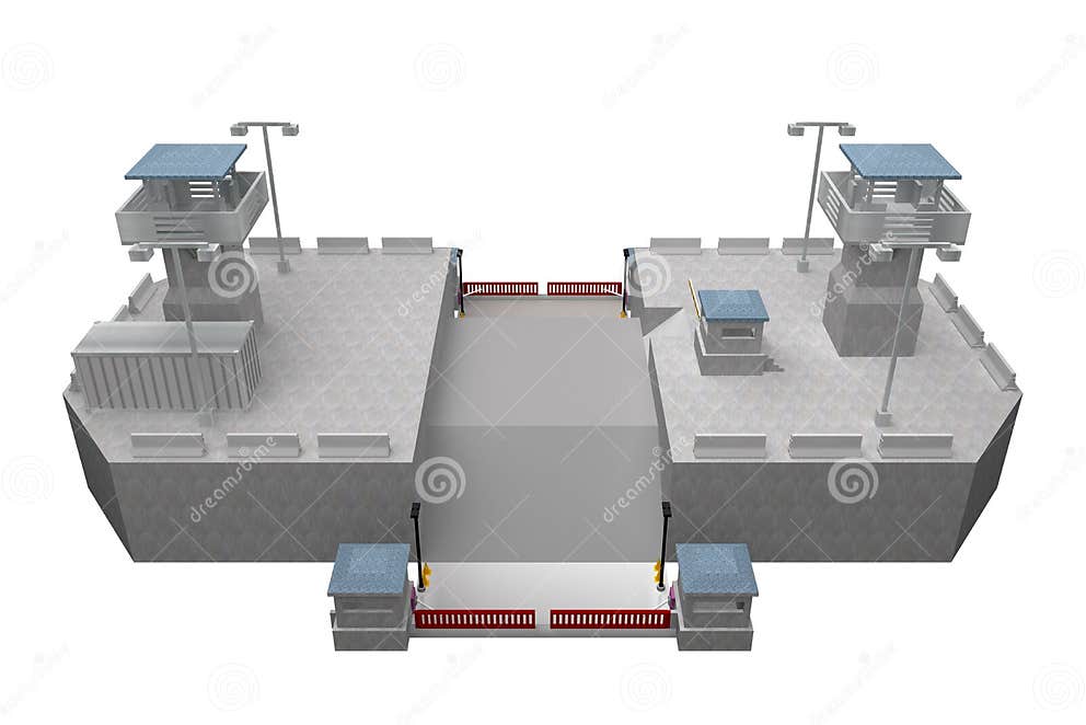 Military Checkpoint 3d Rendering Stock Illustration - Illustration of ...