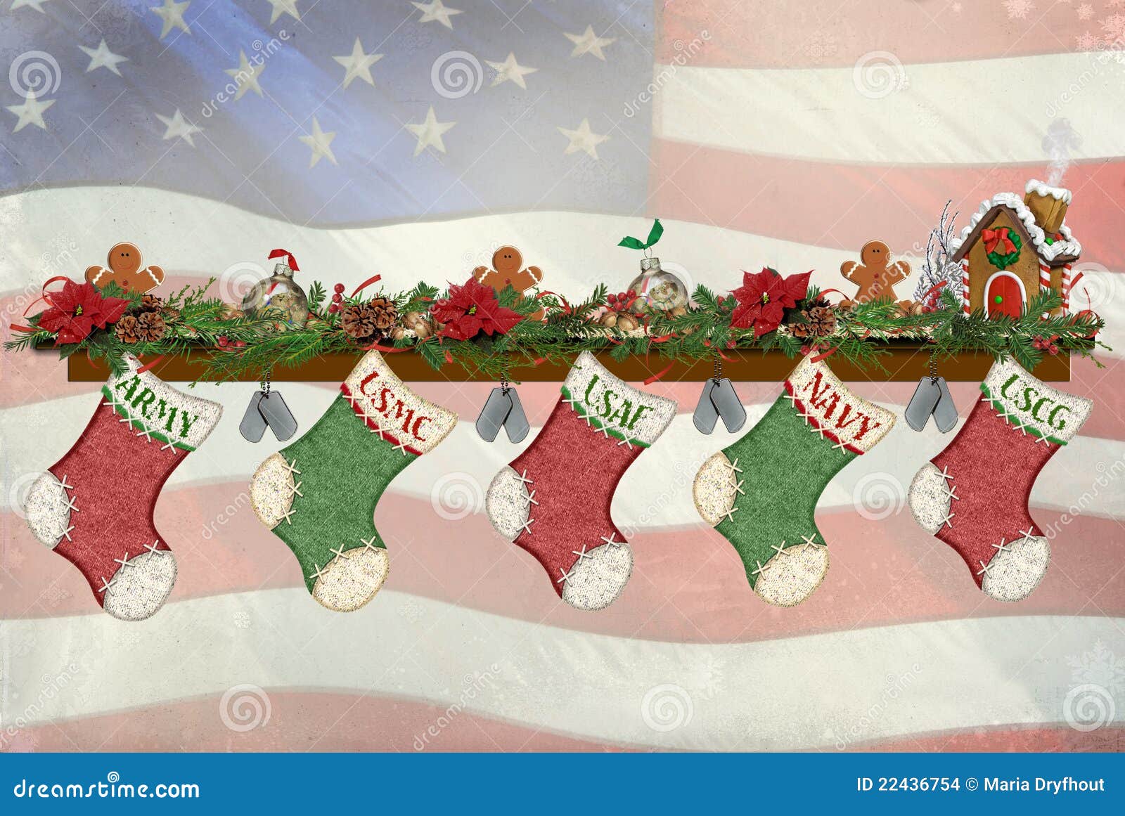 Military Christmas Stockings Stock Illustration - Illustration of hang ...