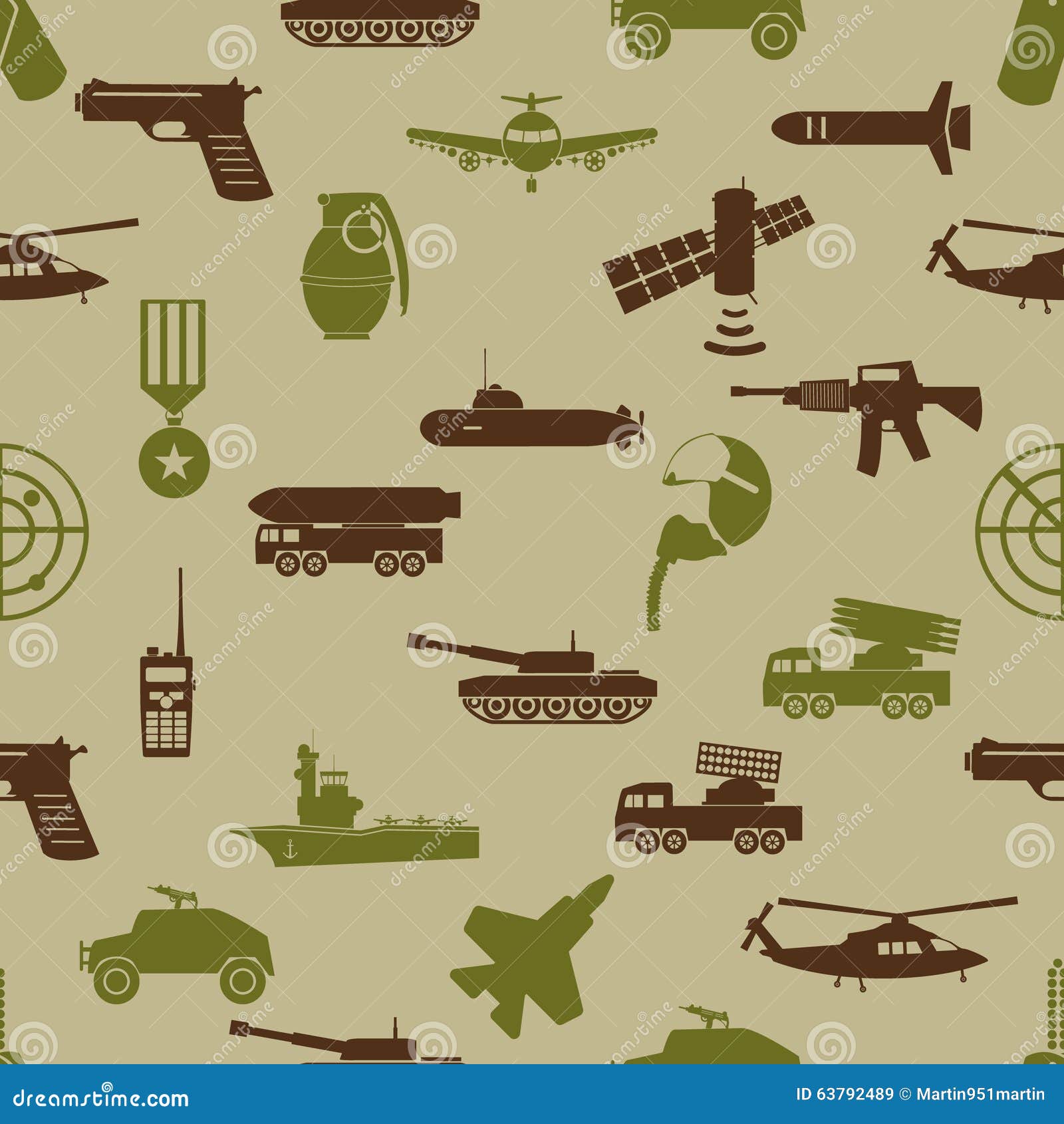 Military Colors Icons Theme Seamless Pattern Eps10 Stock Vector ...