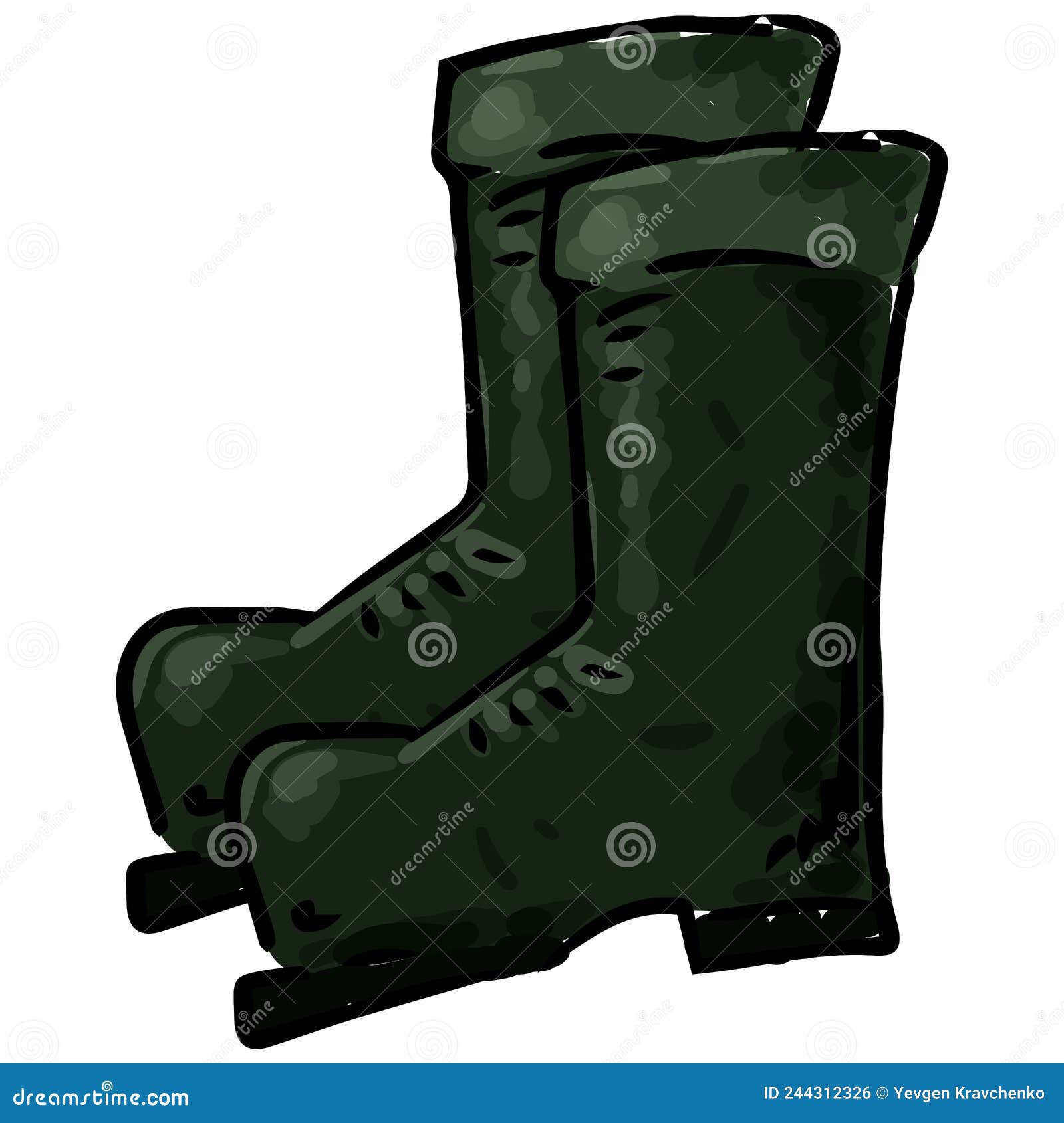 Military Combat Boots. Vector Illustration of Rubber Boots Stock Vector ...