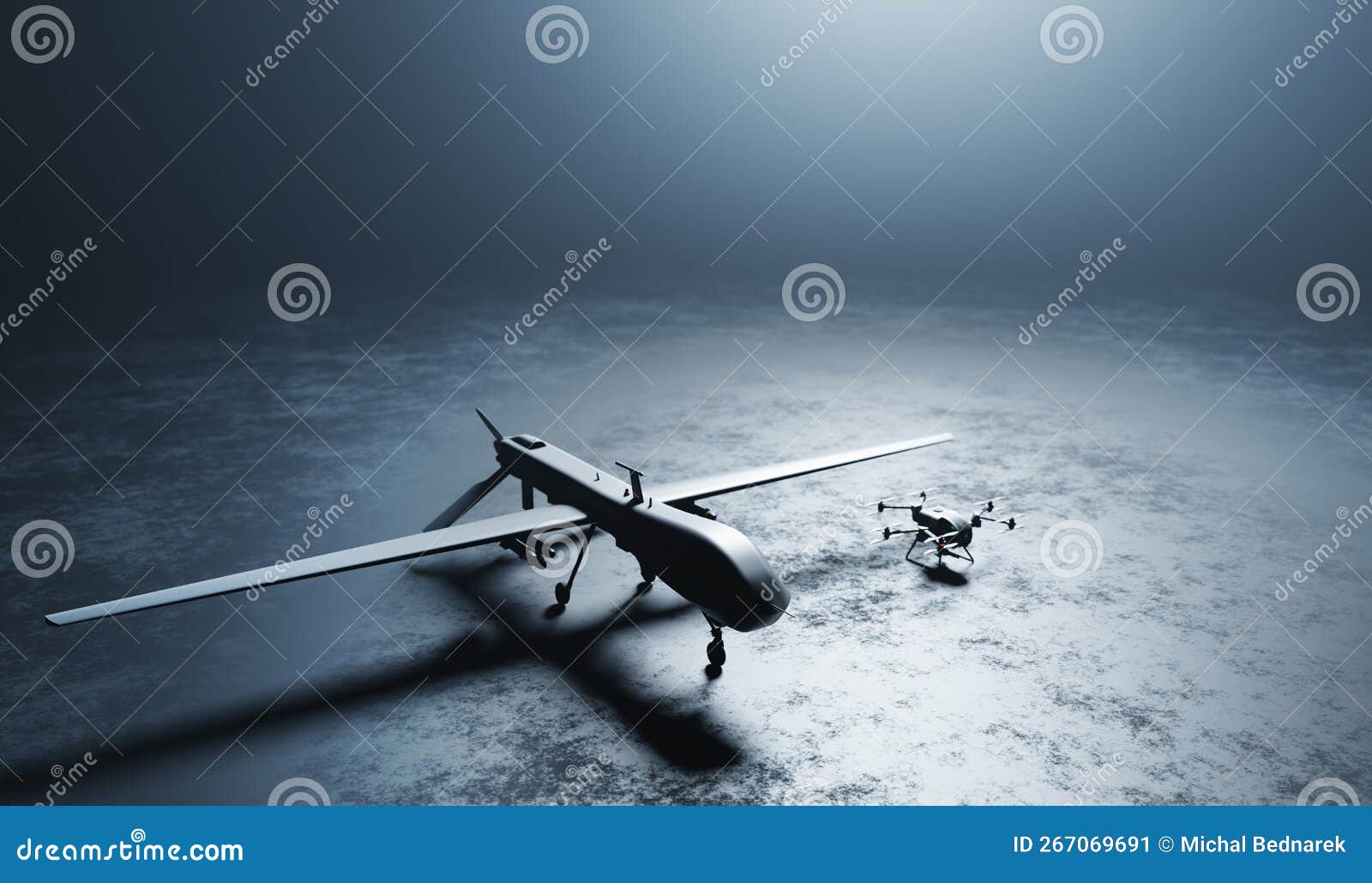 Combat Drone In The Sky On A Mission, An Unmanned Aerial Vehicle ... Combat Drone In The Sky On A Mission, An Unmanned Aerial Vehicle ...