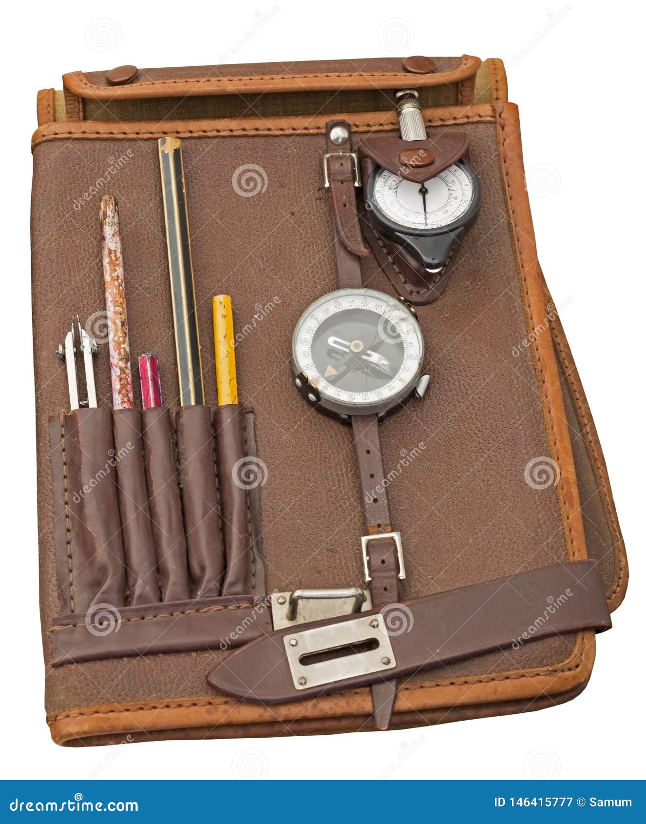 Military Commander`s Brown Leather Bag for Documents Stock Image ...