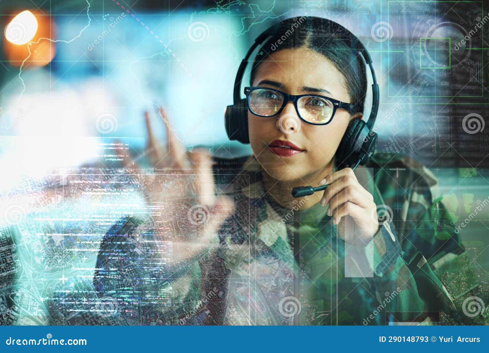 Military, Communication and Double Exposure with a Woman User Online ...