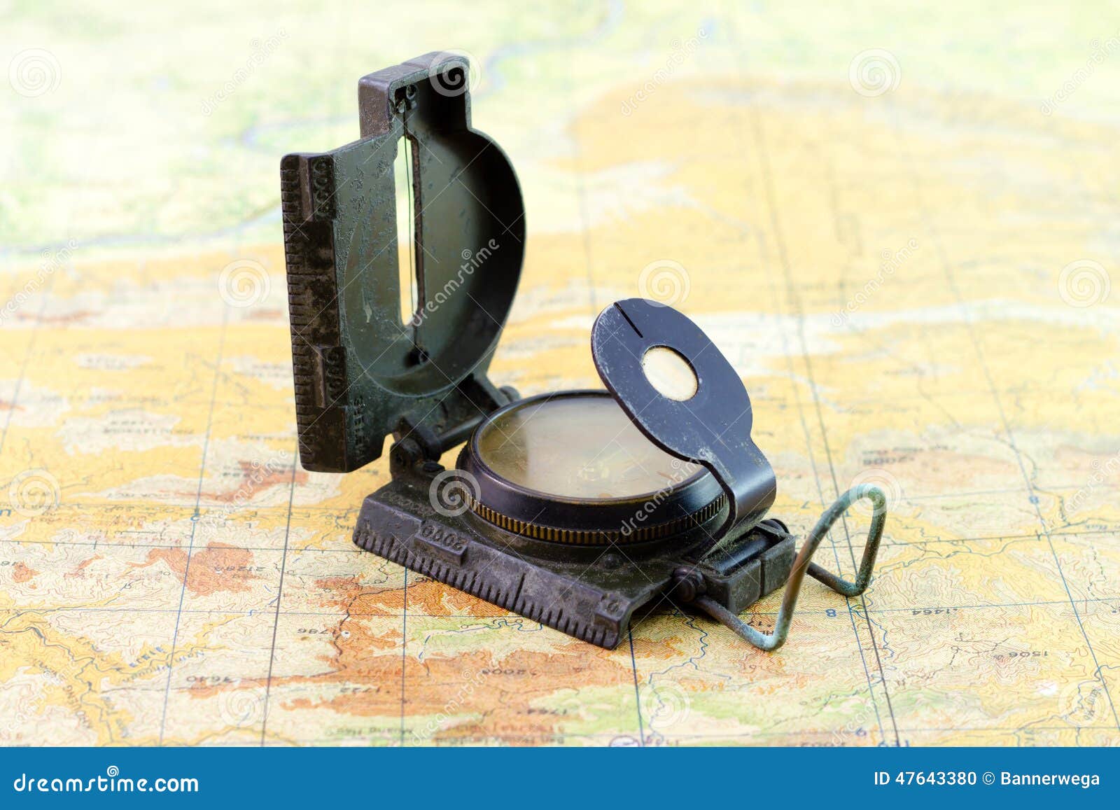 Military Compass on the Map Stock Photo - Image of measurement, east ...
