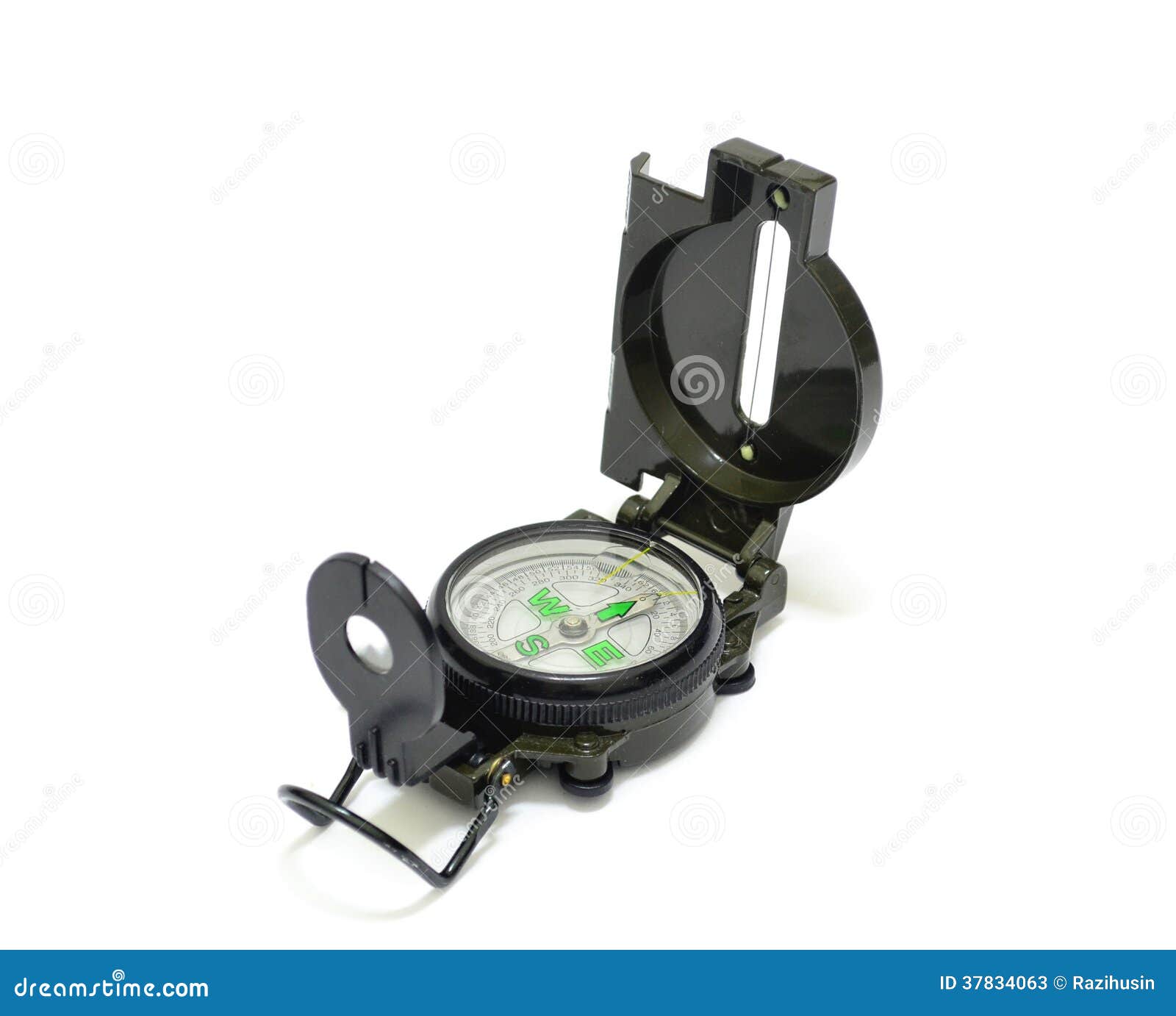 Military Compass Over White Stock Image - Image of instrument, south ...