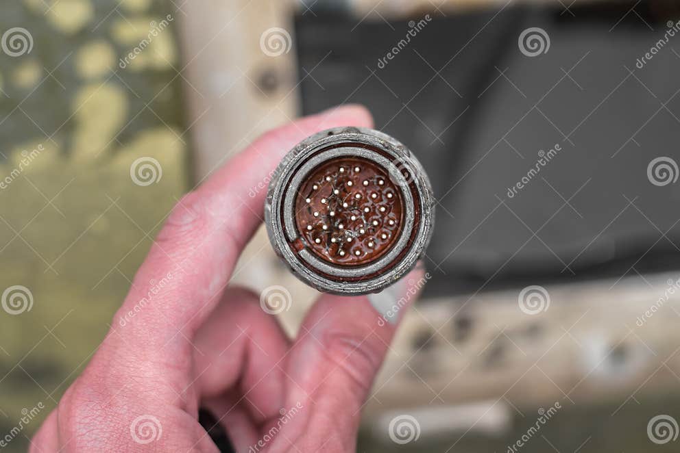 Military Connector with a Thick Cable in Military Equipment Stock Image ...
