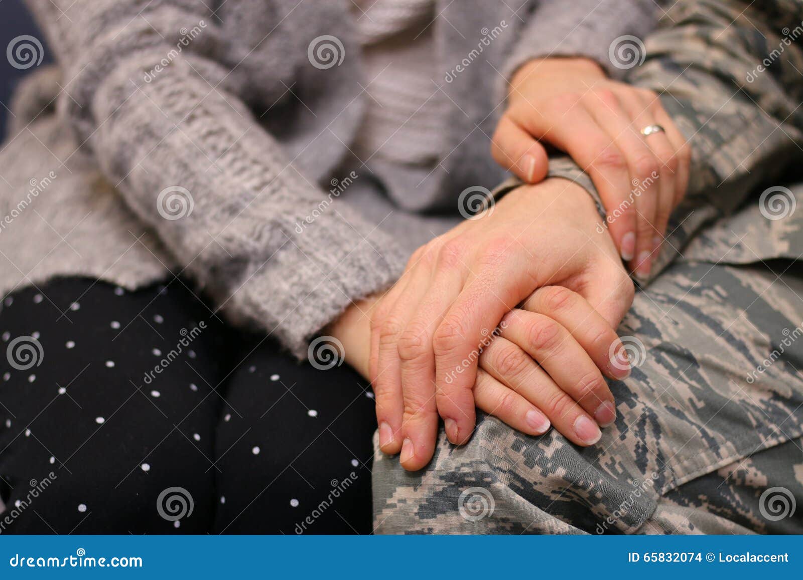Military Couple Holding Hands. Stock Photo - Image of strength, healing ...