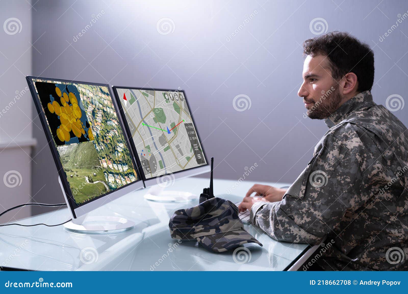 Military Data Center Using Computer Software Stock Photo - Image of ...