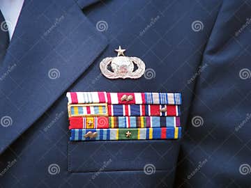 Military Decorations on Uniform Stock Image - Image of honour, blue ...