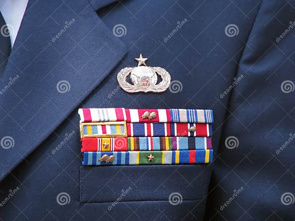 Military Decorations on Uniform Stock Image - Image of honour, blue ...