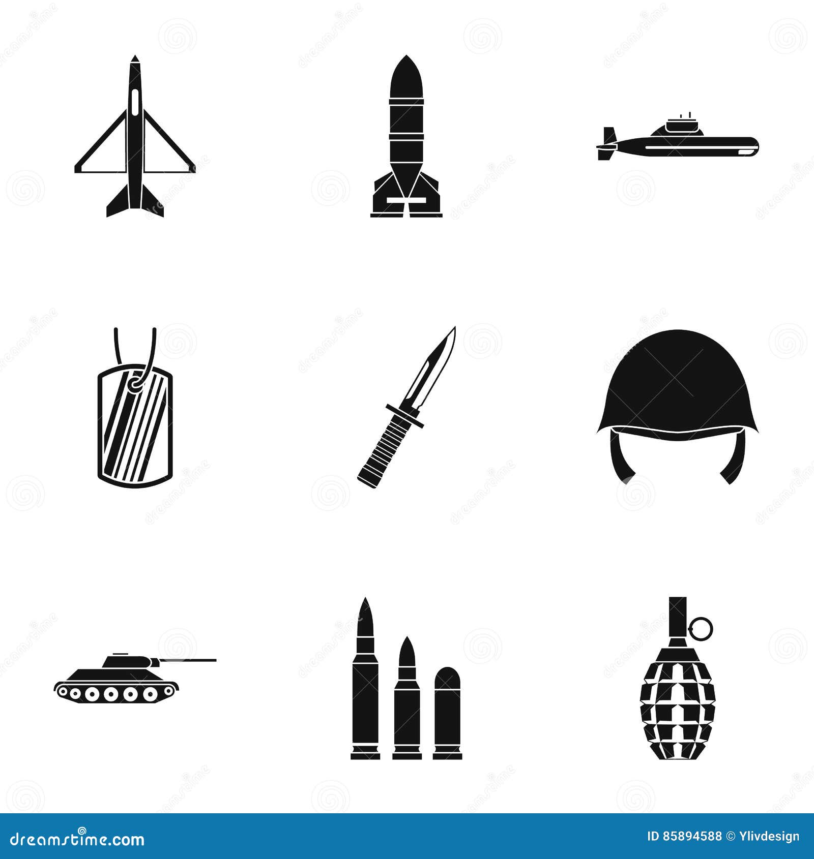 Military Defense Icons Set, Simple Style Stock Vector - Illustration of ...