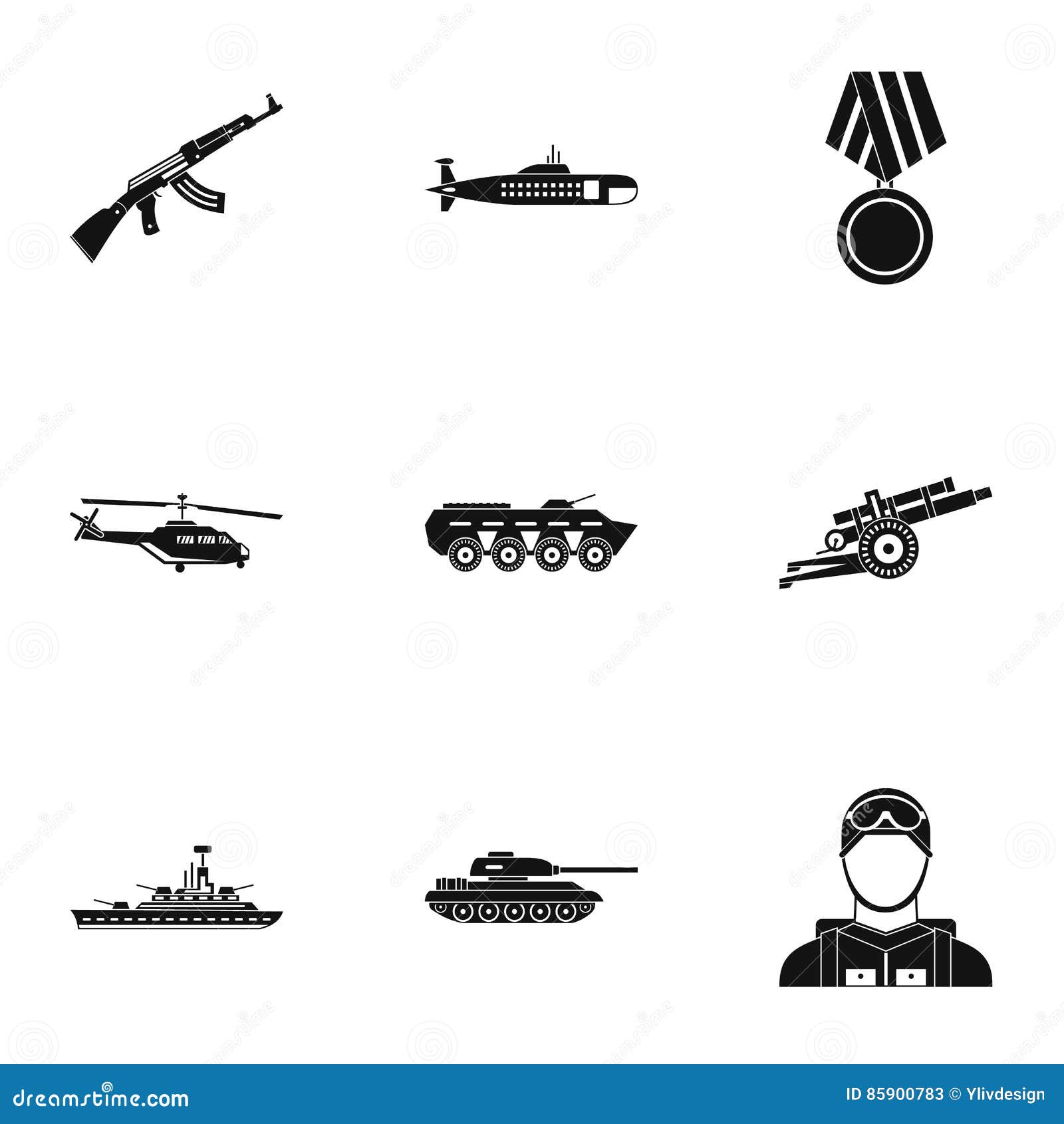 Military Defense Icons Set, Simple Style Stock Vector - Illustration of ...