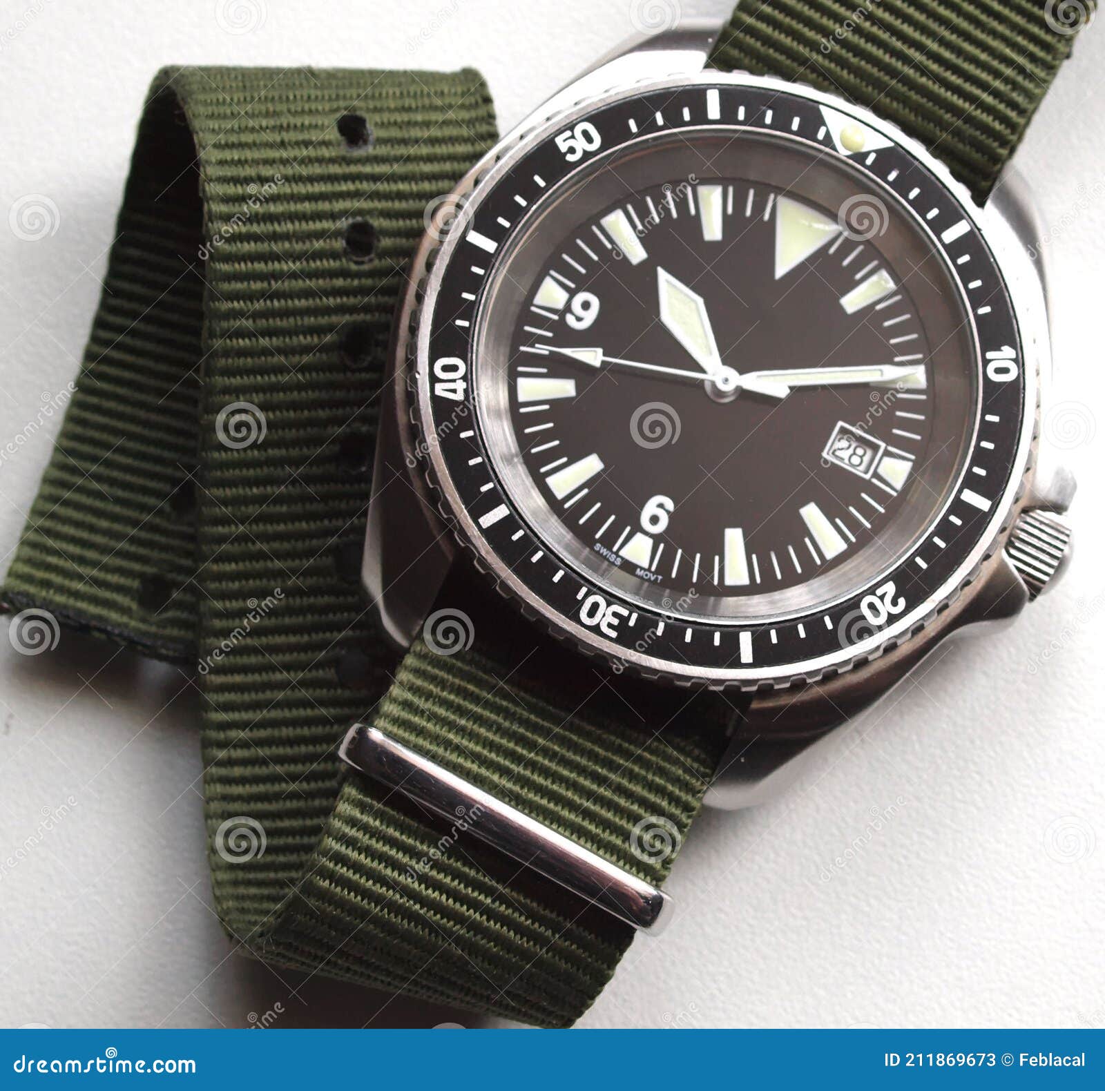 Military diver watch stock image. Image of gear, crystal - 211869673