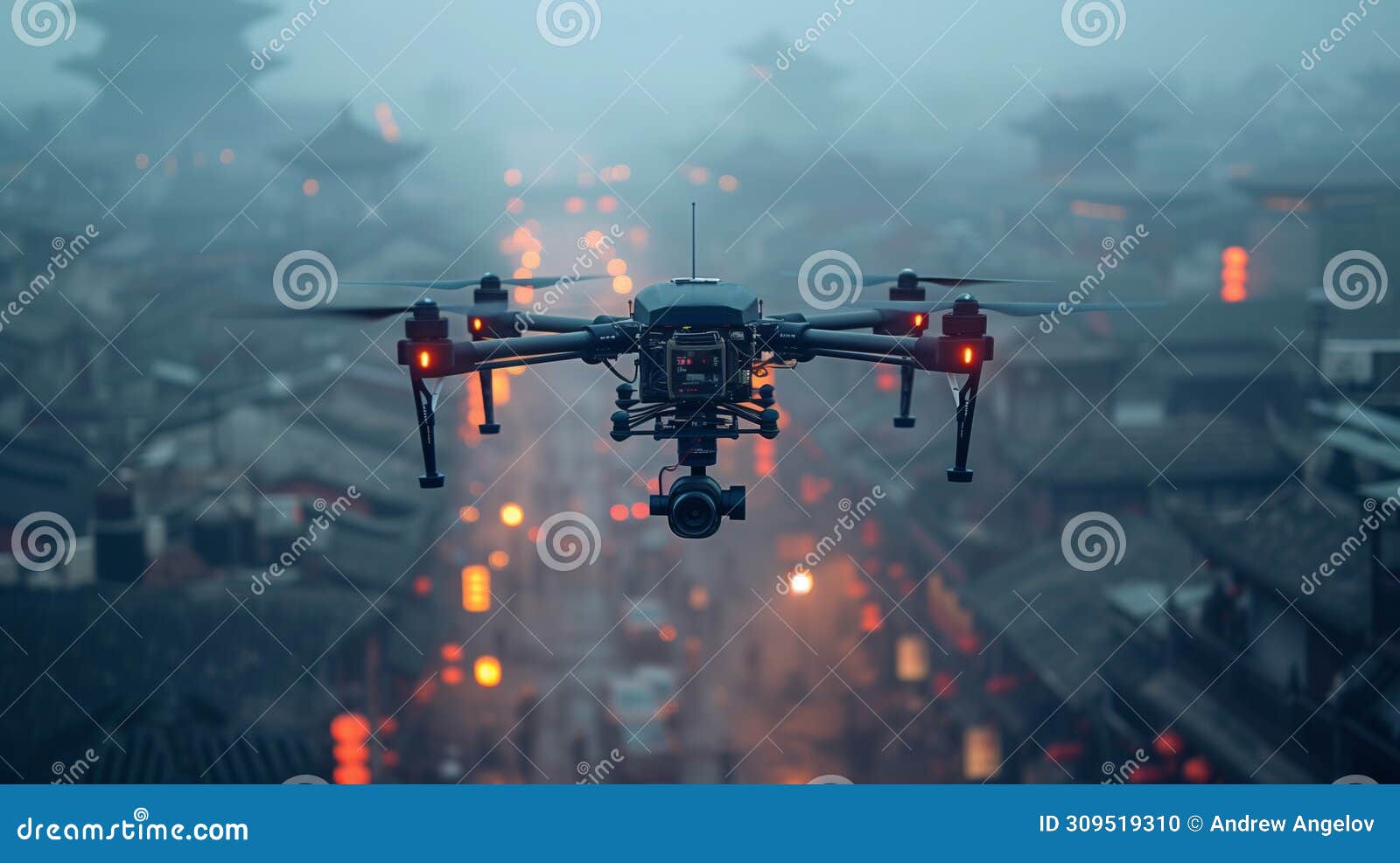 Military Drone in Flight Observing Positions Stock Illustration ...