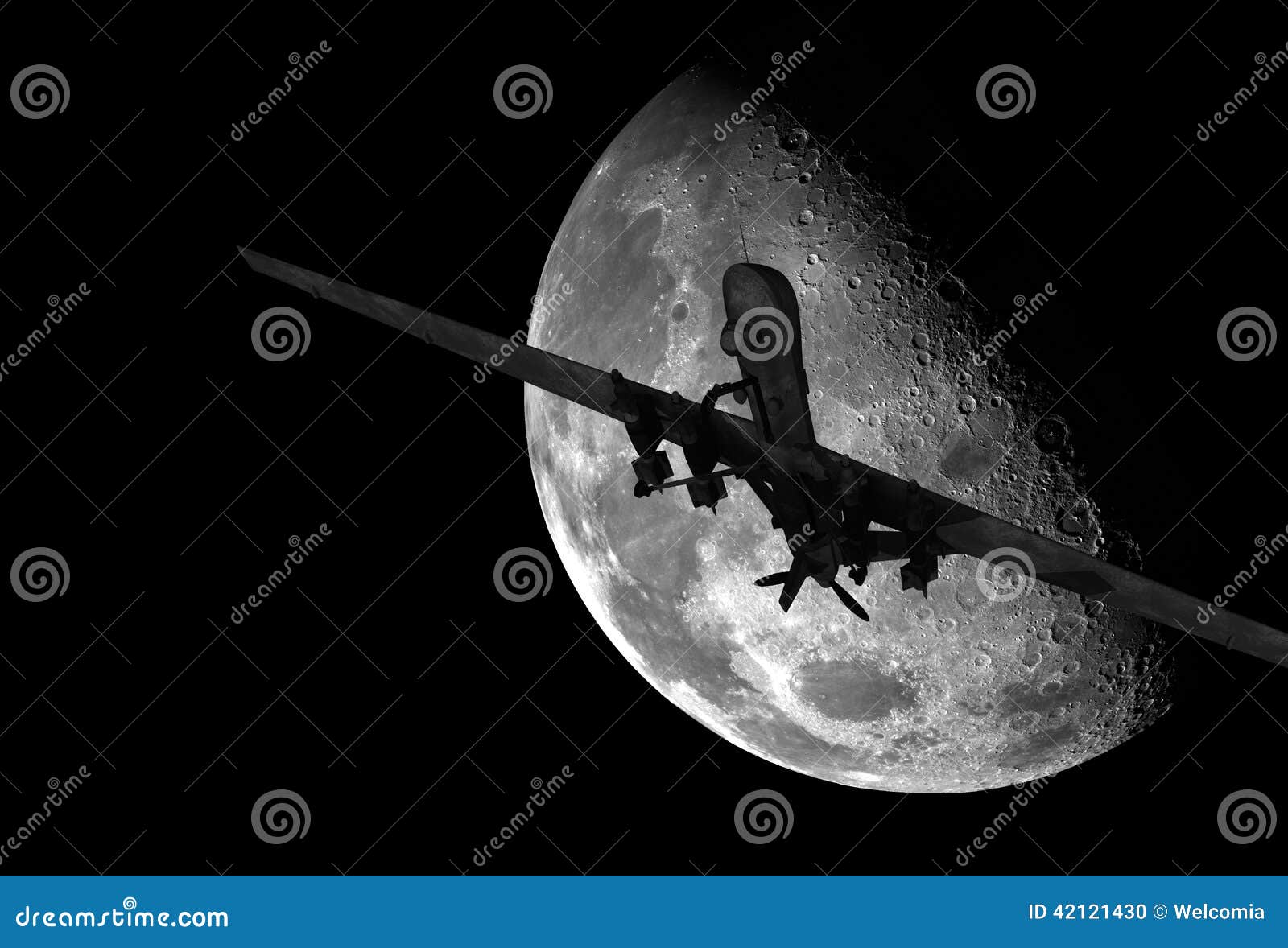 Military Drone Flight at Night Stock Illustration - Illustration of ...