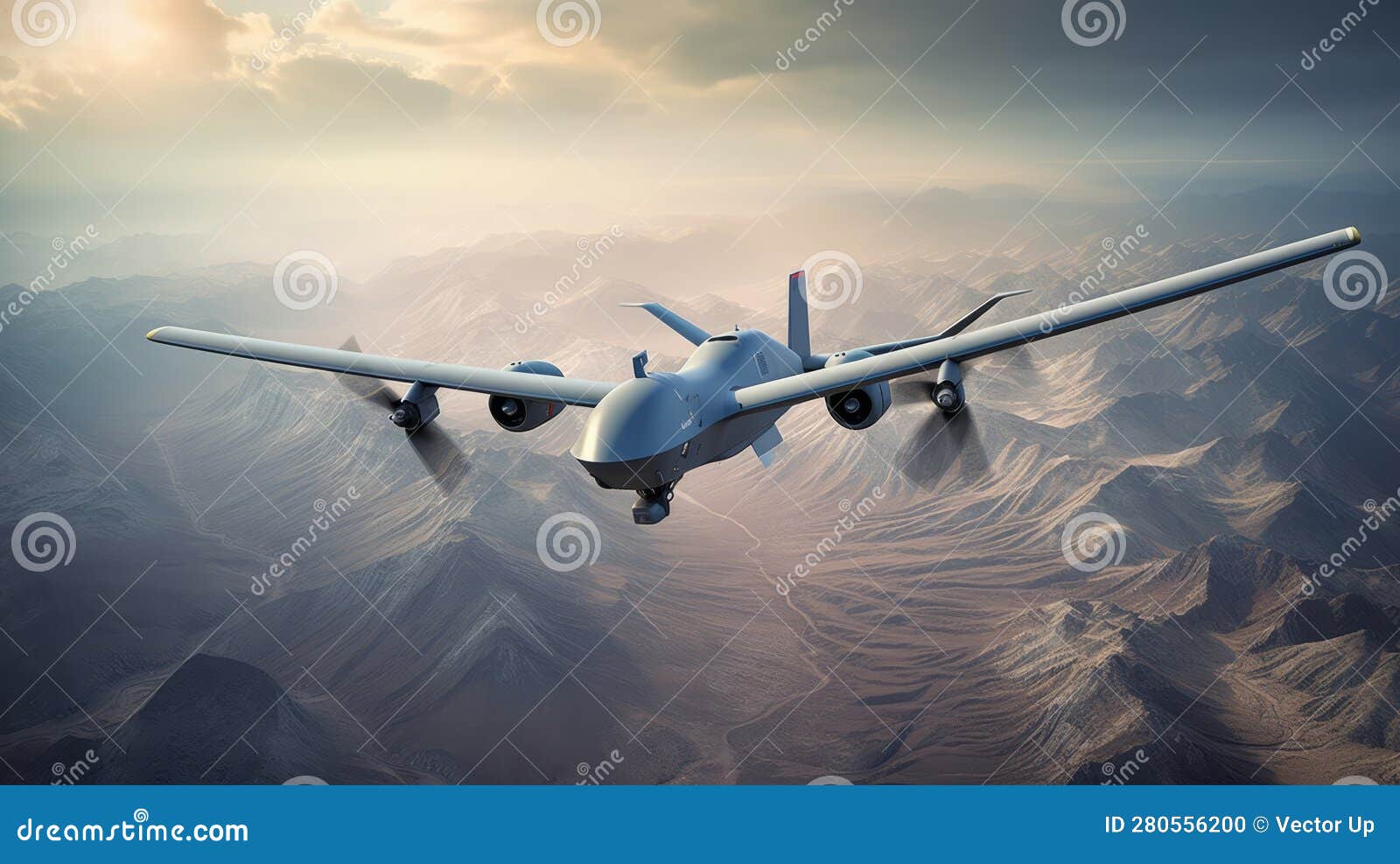 Military Drone at High Altitude in the Sky with. Generative AI. Stock ...
