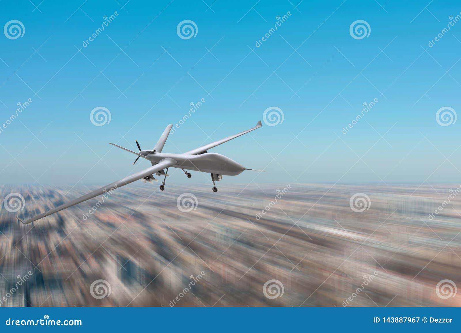 Military Drone Unmanned Aircraft Flies Through The Blue Sky On A ...