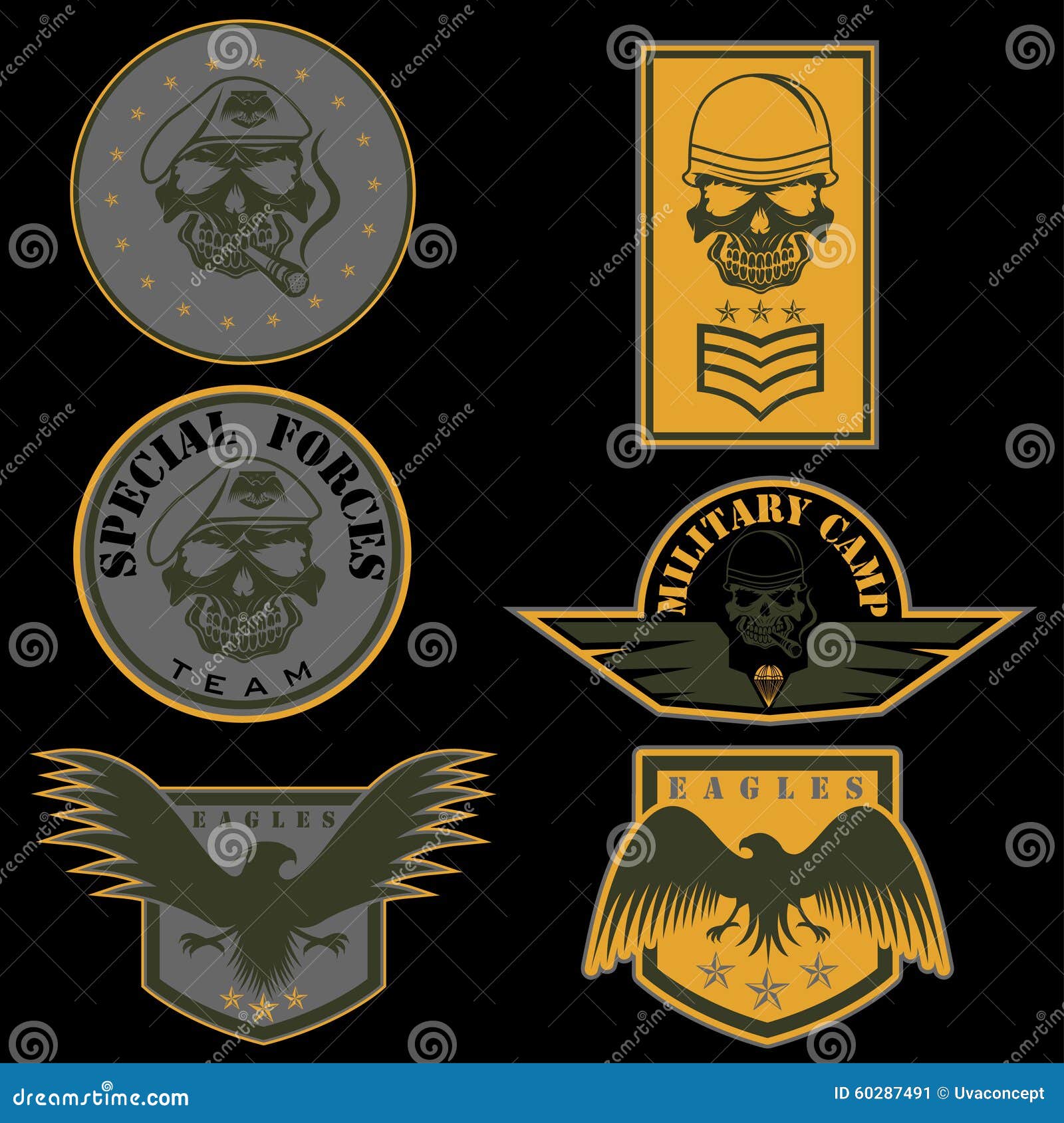 Military Emblem Set Vector Design Template Stock Vector - Illustration ...