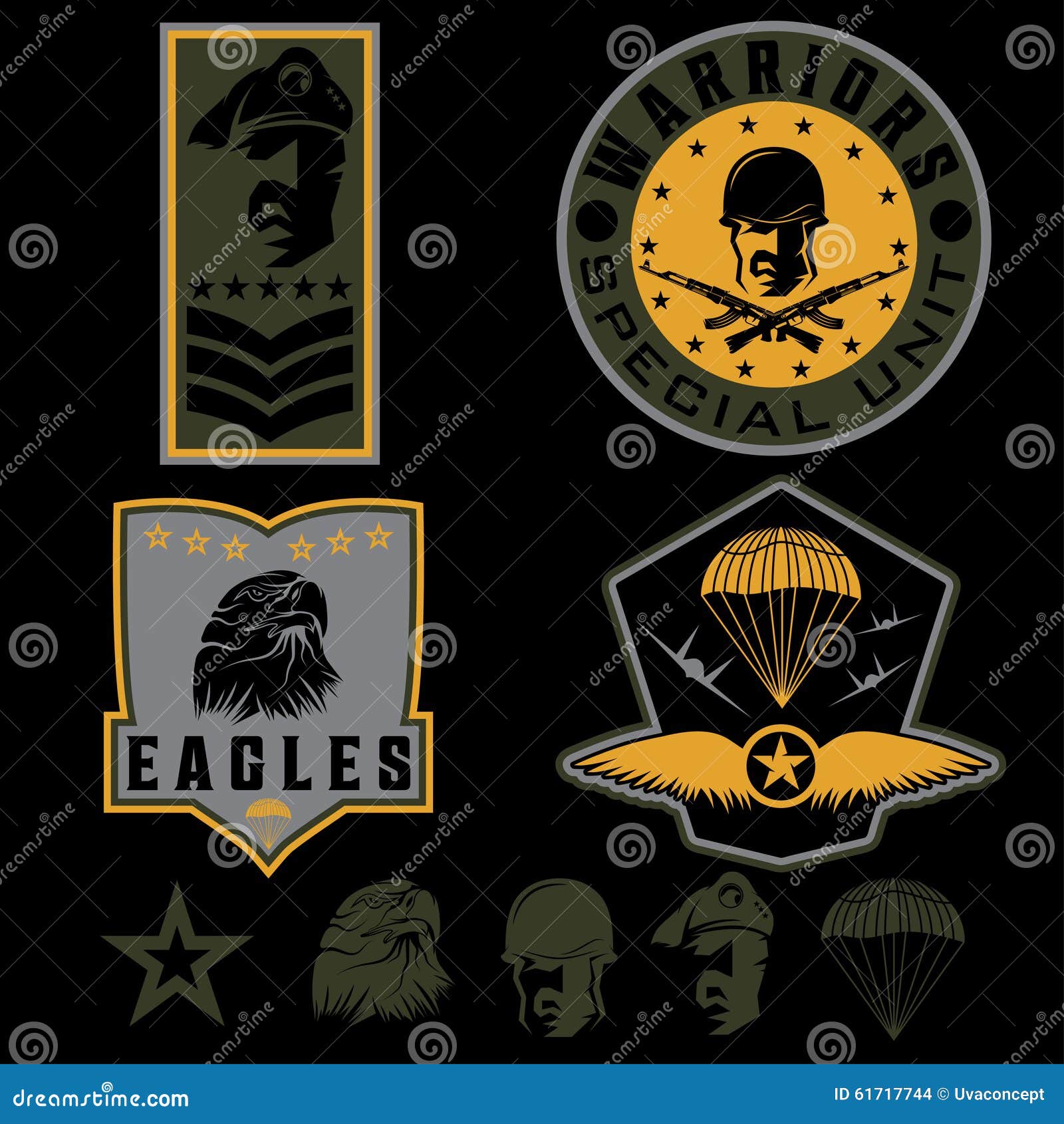 Military Emblem Set Vector Design Template Stock Vector - Illustration ...