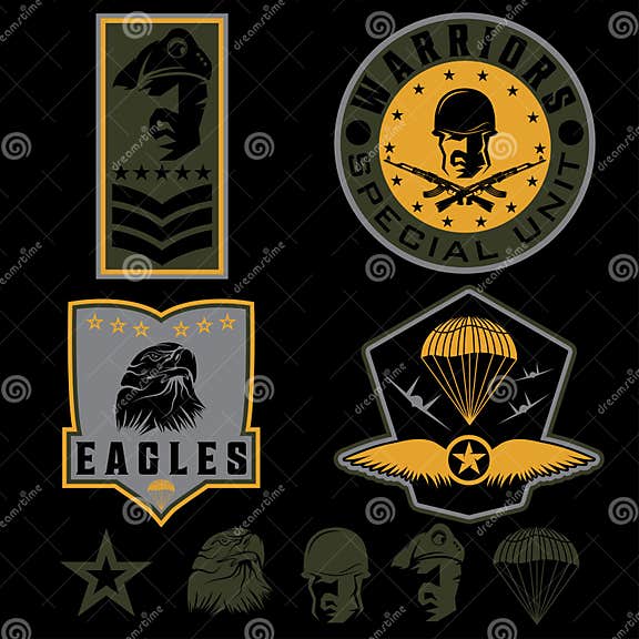 Military Emblem Set Vector Design Template Stock Vector - Illustration ...