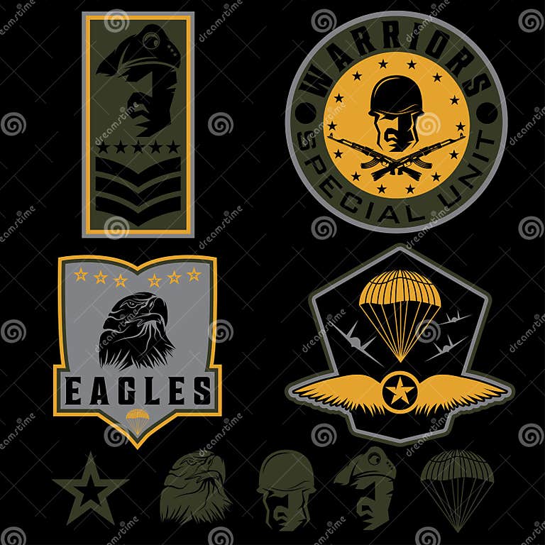 Military Emblem Set Vector Design Template Stock Vector - Illustration ...