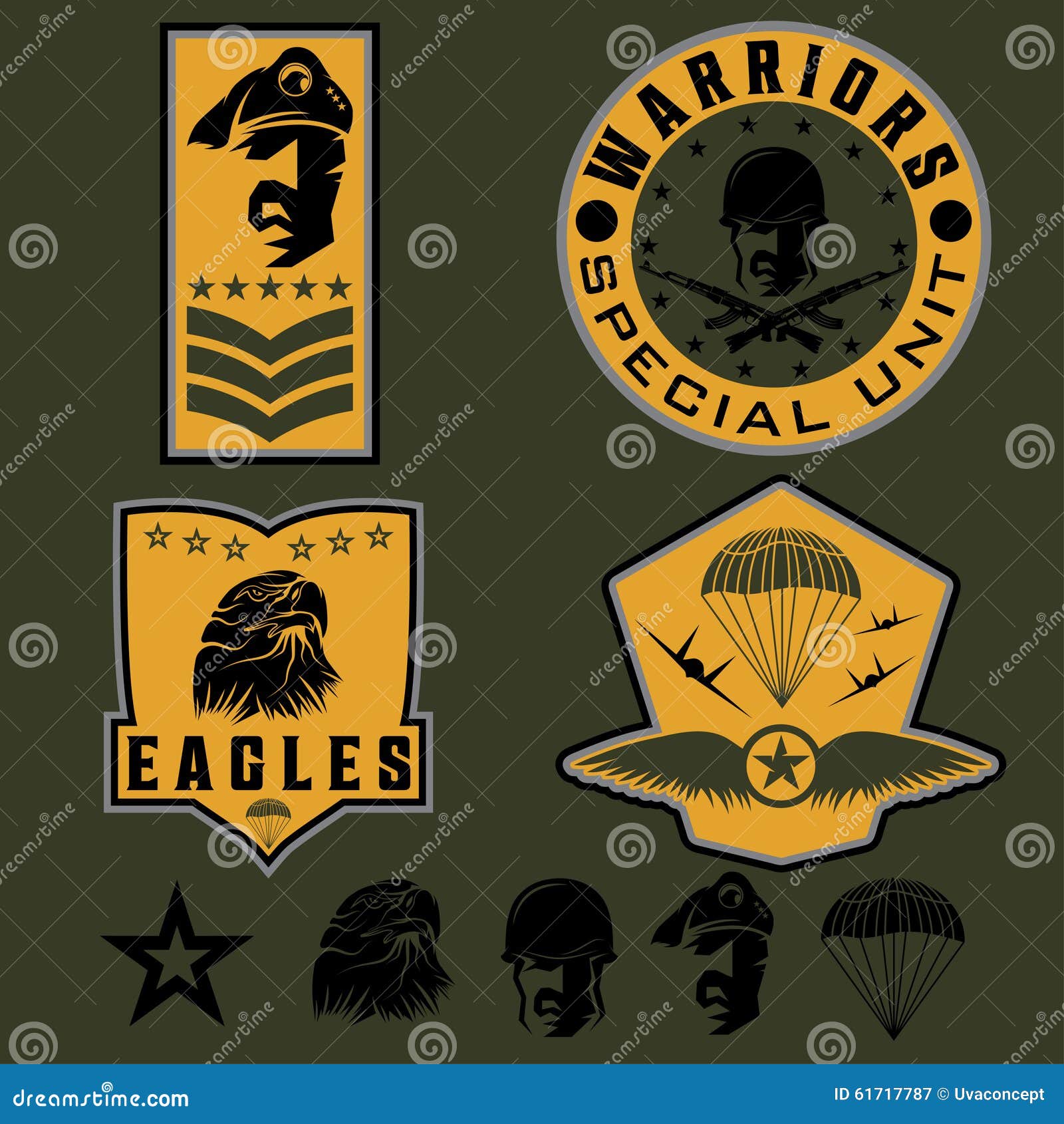 Military Emblem Set Vector Design Template Stock Vector - Illustration ...