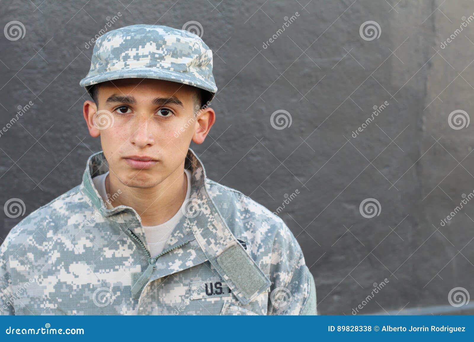 Military Ethnic Army Male with Copy Space on the Right Stock Photo ...