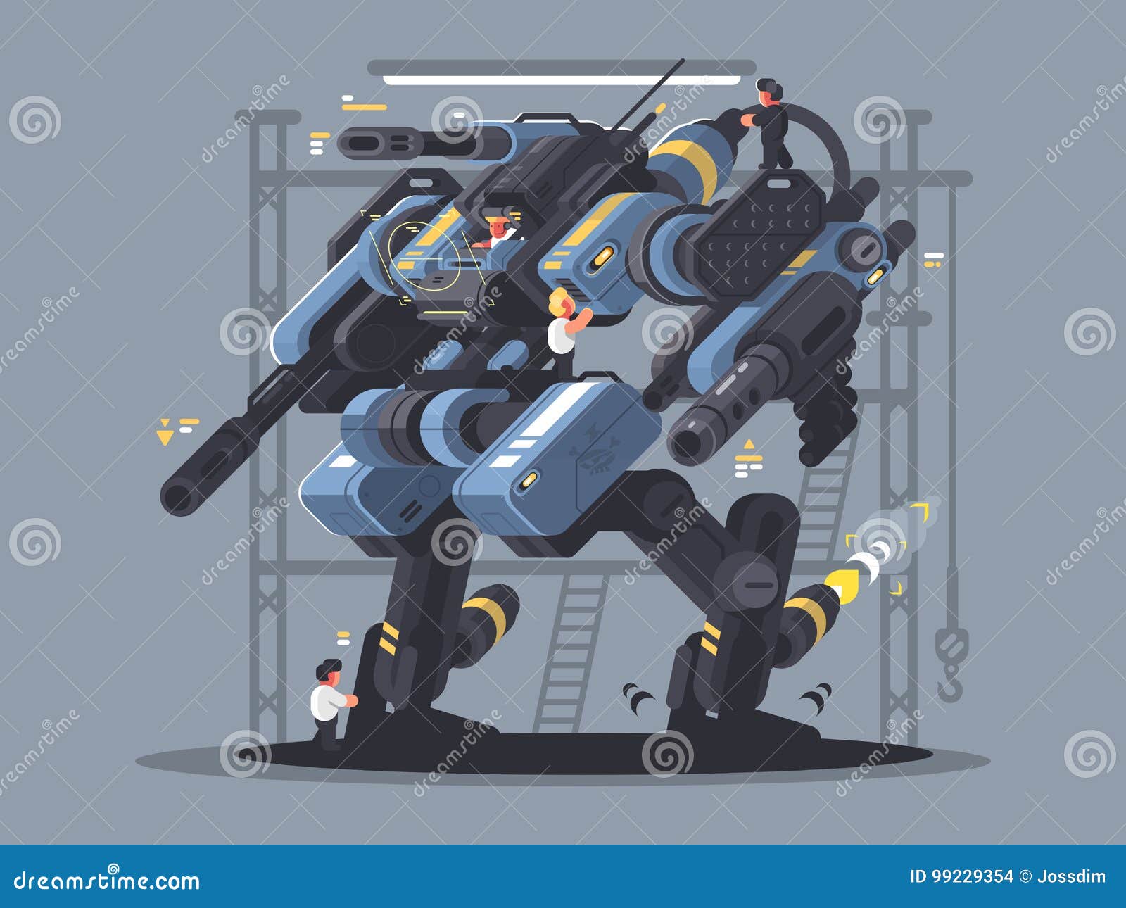 Military Exoskeleton Controlled by Man Stock Vector - Illustration of ...